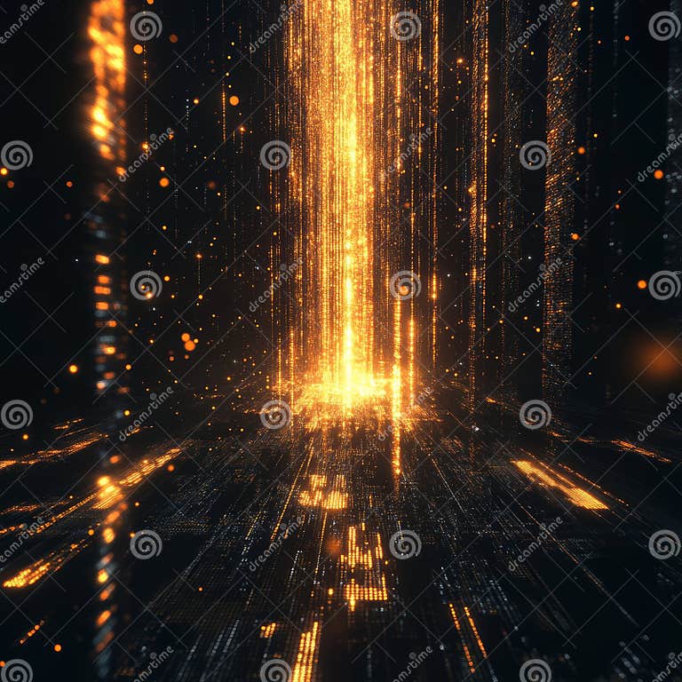 Glowing Hologram Data Being Projected into a Digital Space Stock ...