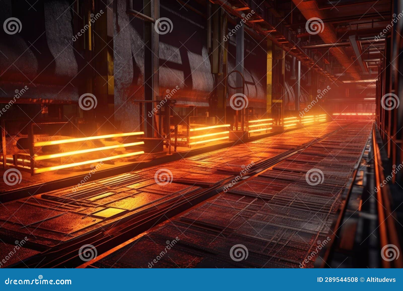 Glowing Hot Steel Bars on a Production Line Stock Photo - Image of bars ...