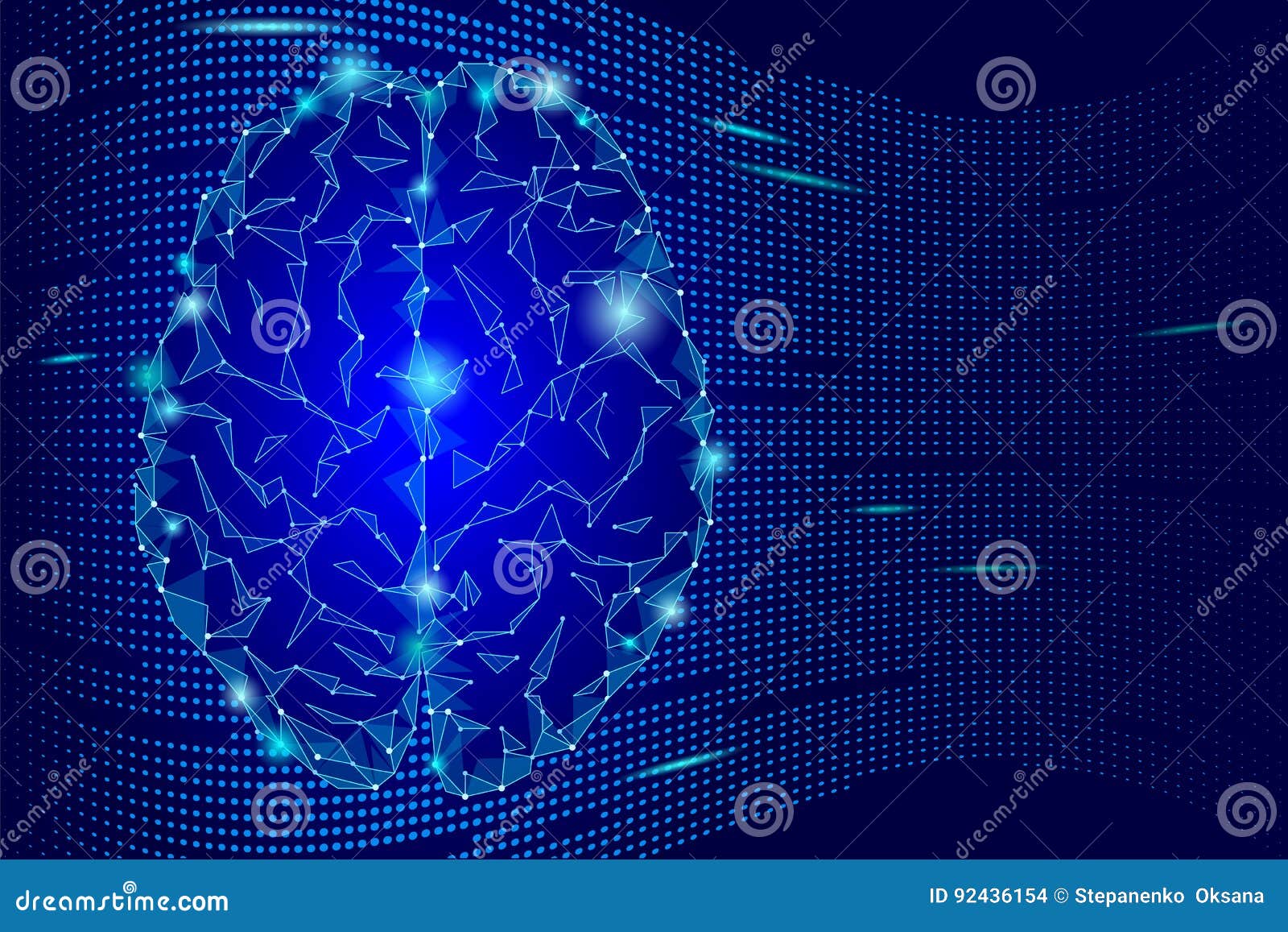 Glowing Human Brain. Dark Blue Gradient Polygonal Mind Idea Concept ... Glowing Human Brain. Dark Blue Gradient Polygonal Mind Idea Concept ...