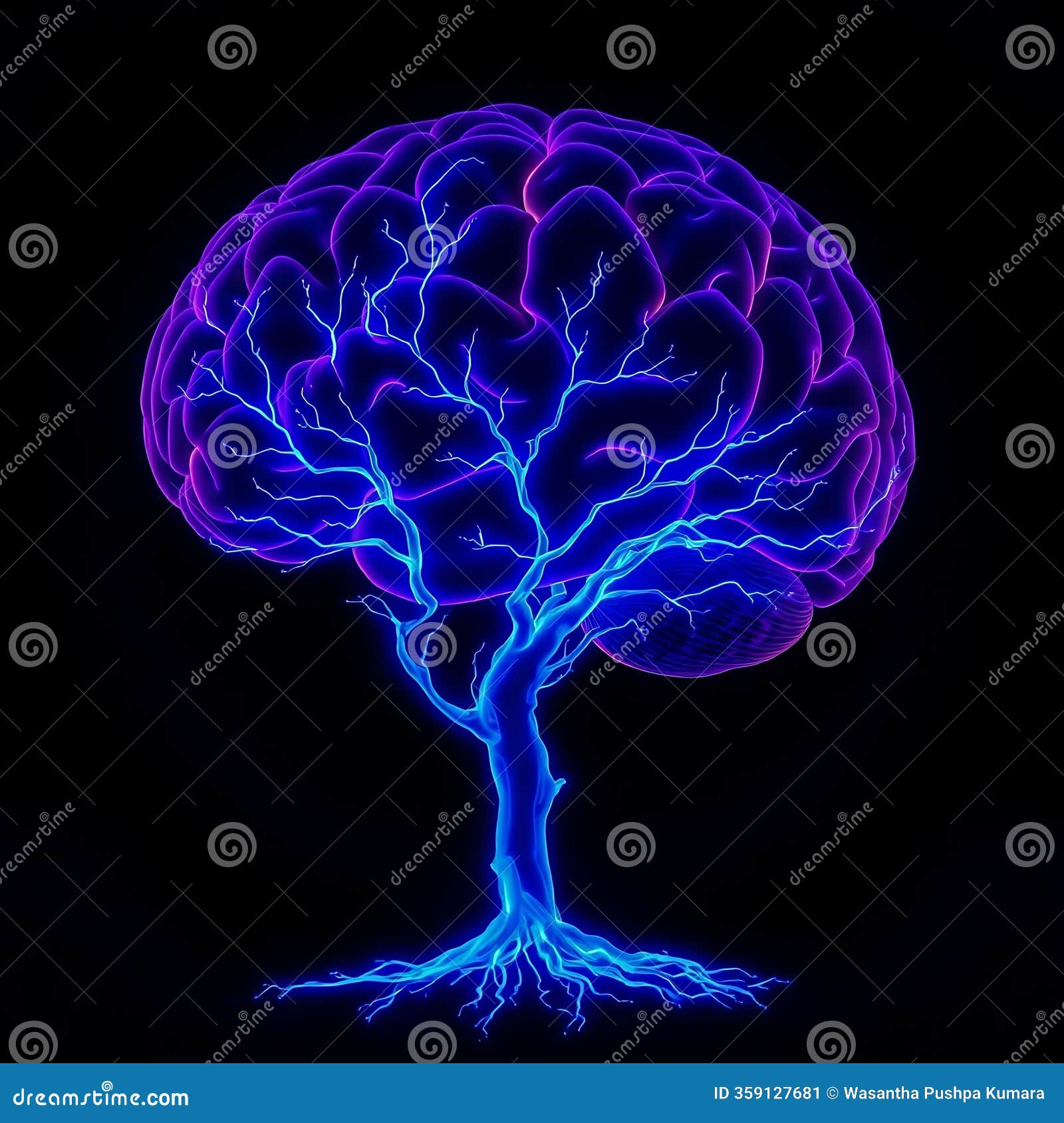 Neural Roots the Brain Tree Connection Stock Illustration ...