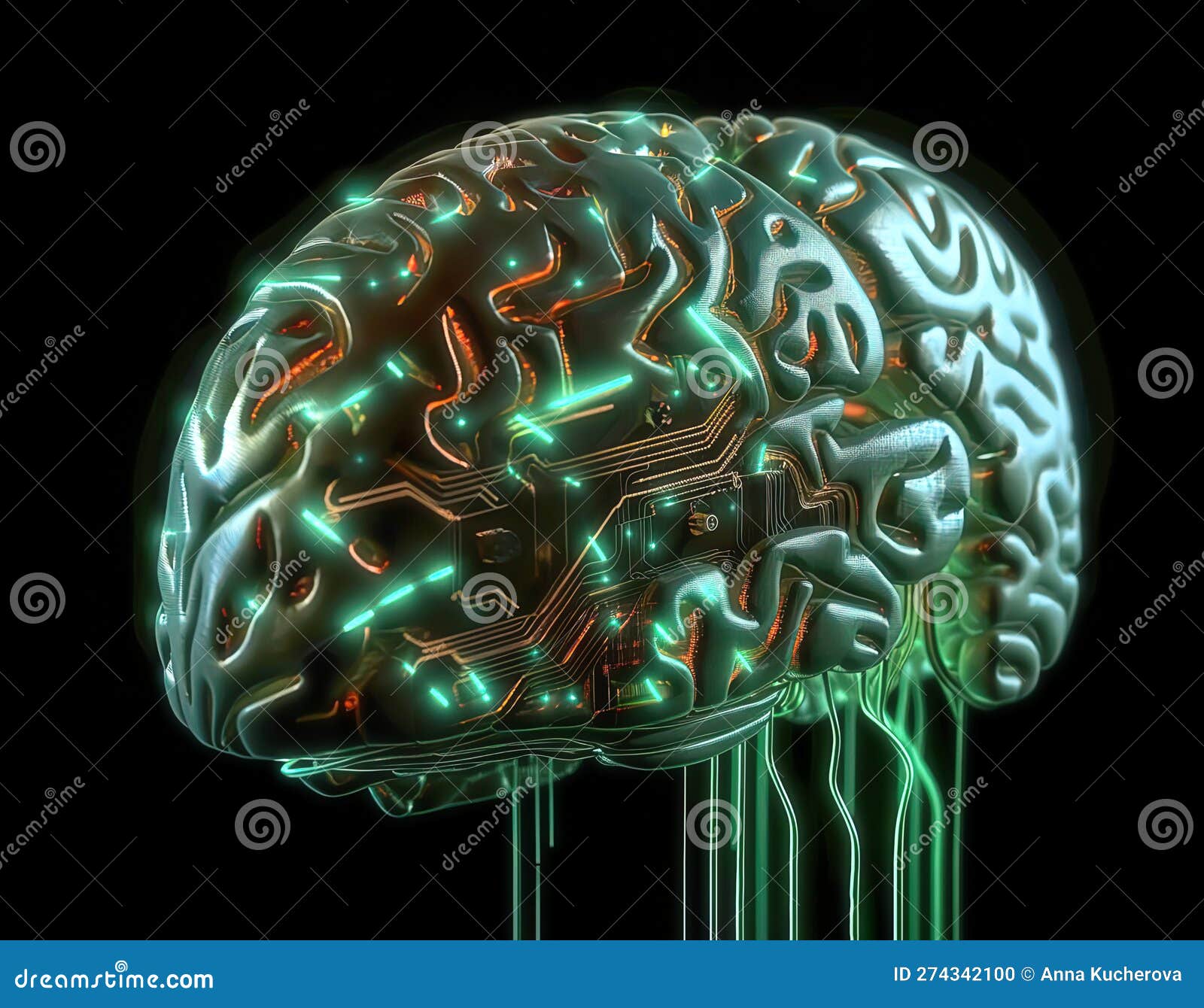 Glowing Human-computer Brain Connected with Wires, AI Concept ... Glowing Human-computer Brain Connected with Wires, AI Concept ...