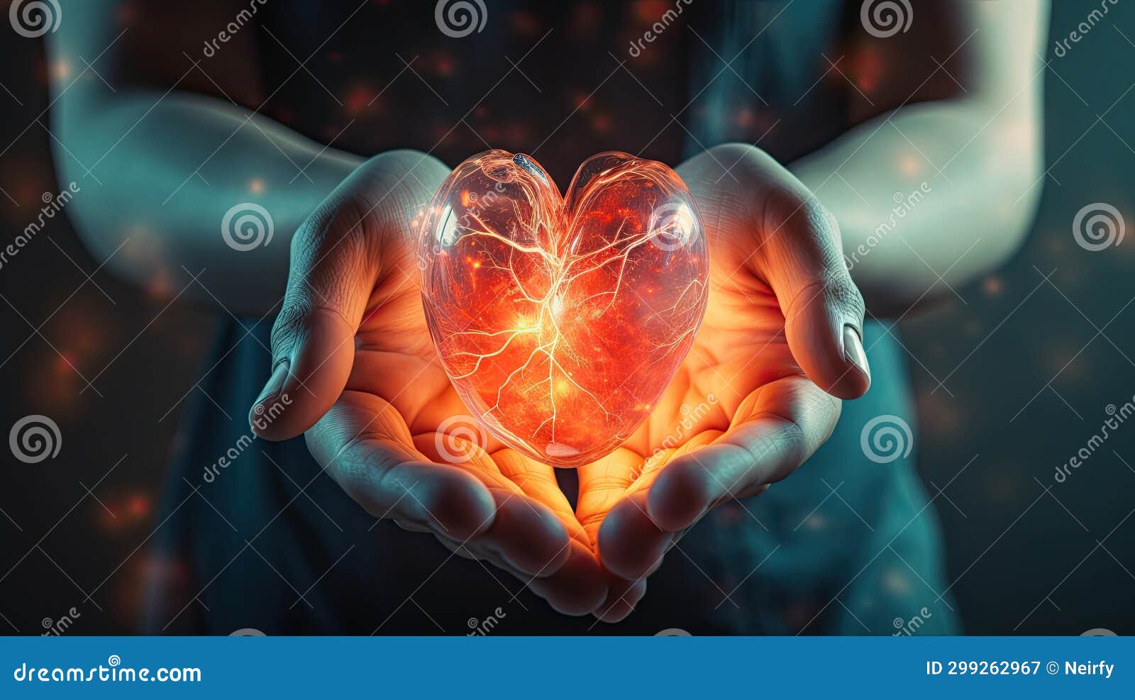 Glowing Human Heart in Hands Stock Illustration - Illustration of ideas ...