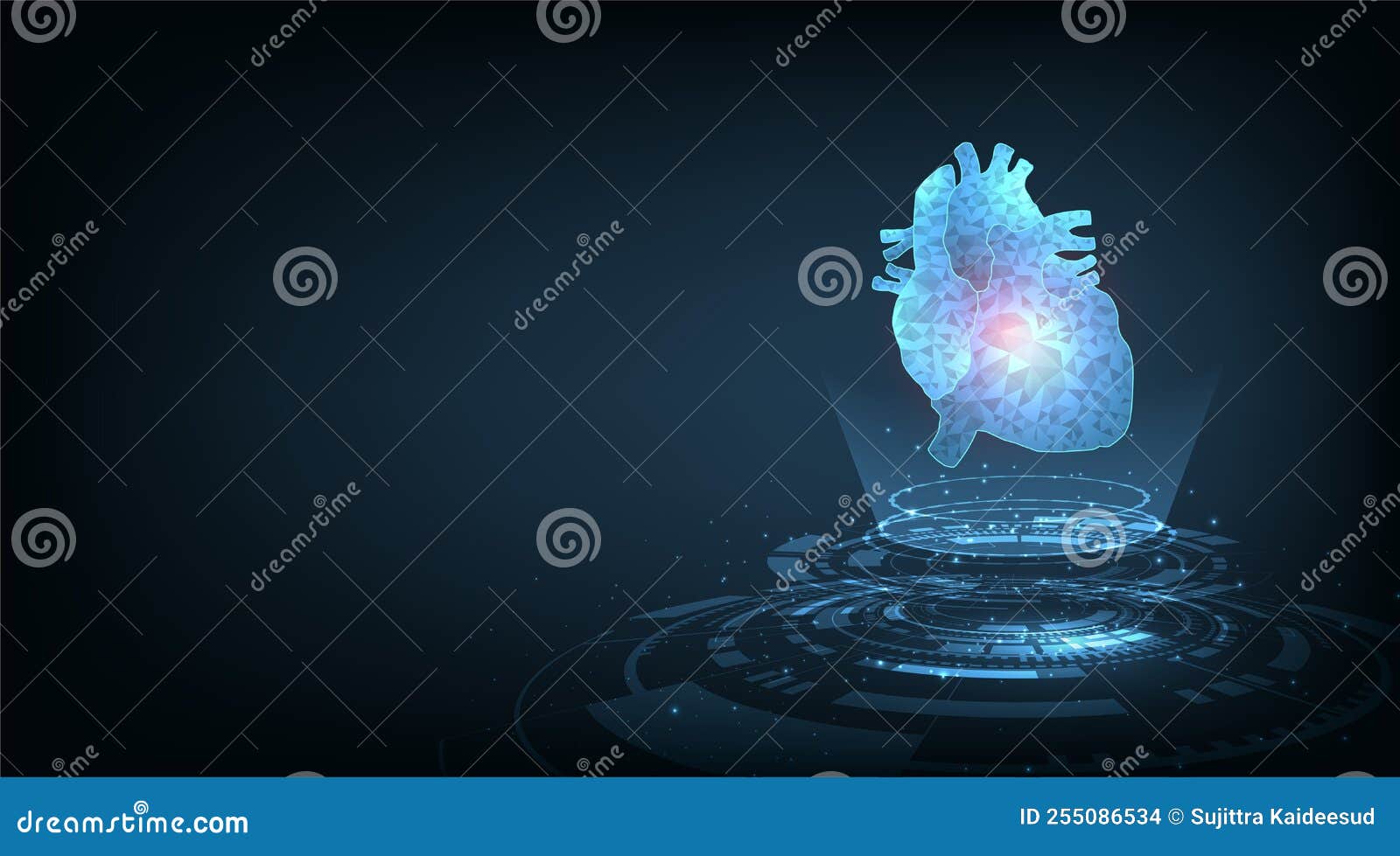 Glowing Human Heart Vector Illustration Made of Low Poly Triangle ...