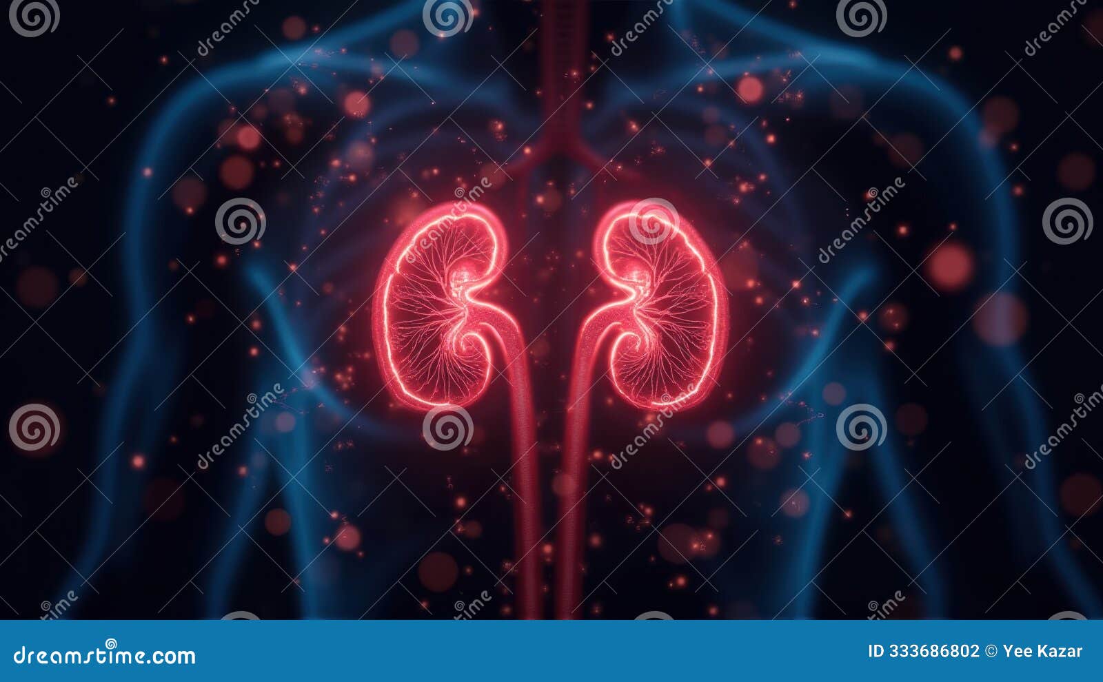 Glowing Human Kidneys, Stunning Visualization of Human Kidneys: Stock ...