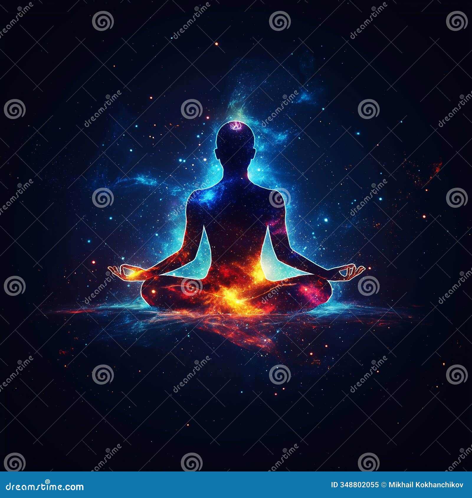 Glowing Human in Lotus Yoga Pose Stock Image - Image of spirituality ...