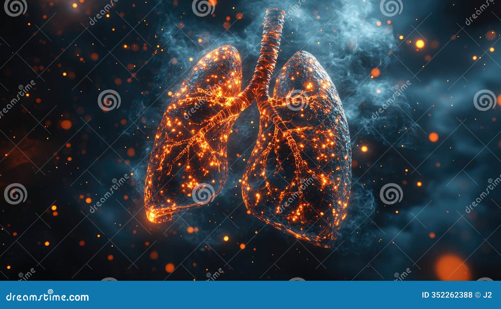 Glowing Human Lungs: Futuristic Visualization of Respiratory System ...