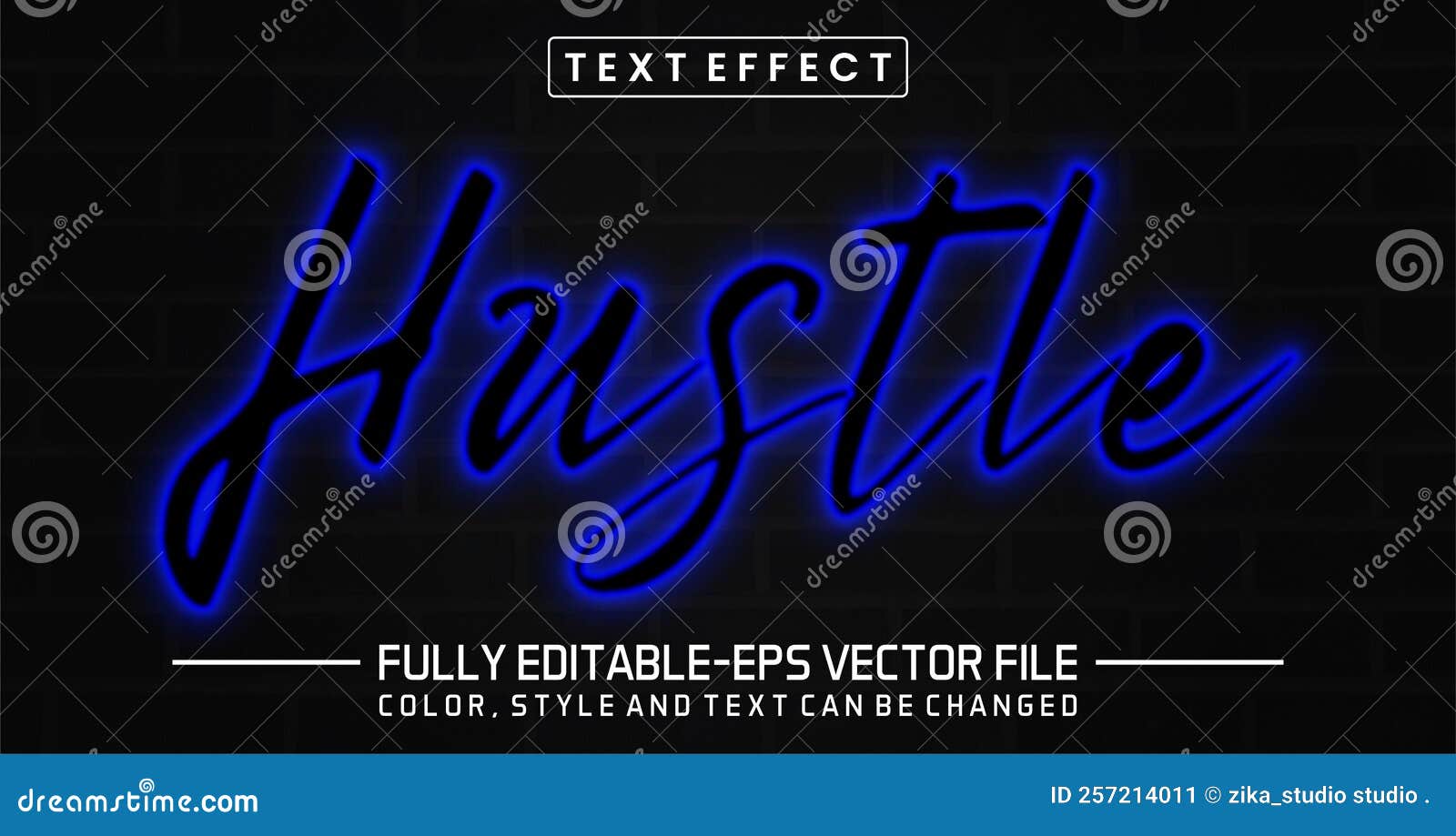 Glowing Hustle Neon Light, Editable Graphic Style Text Effect Stock ...