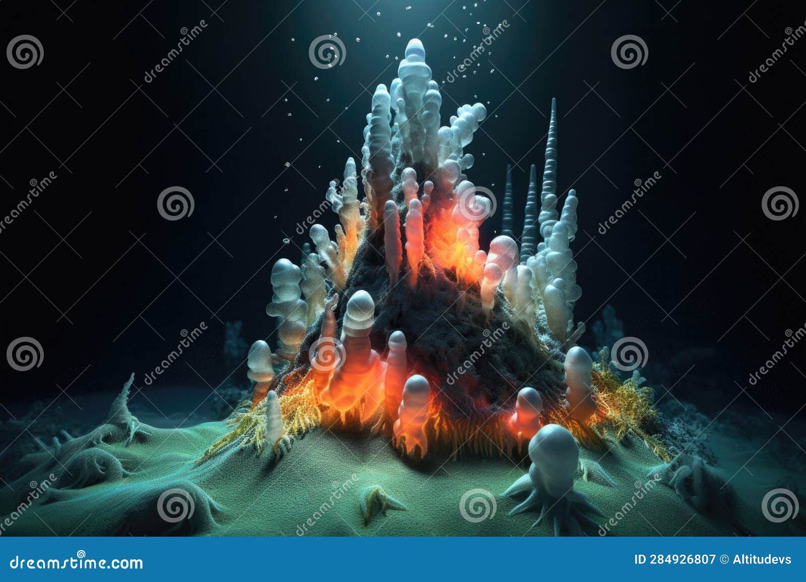 Glowing Hydrothermal Vent Surrounded by Deep-sea Creatures Stock ...