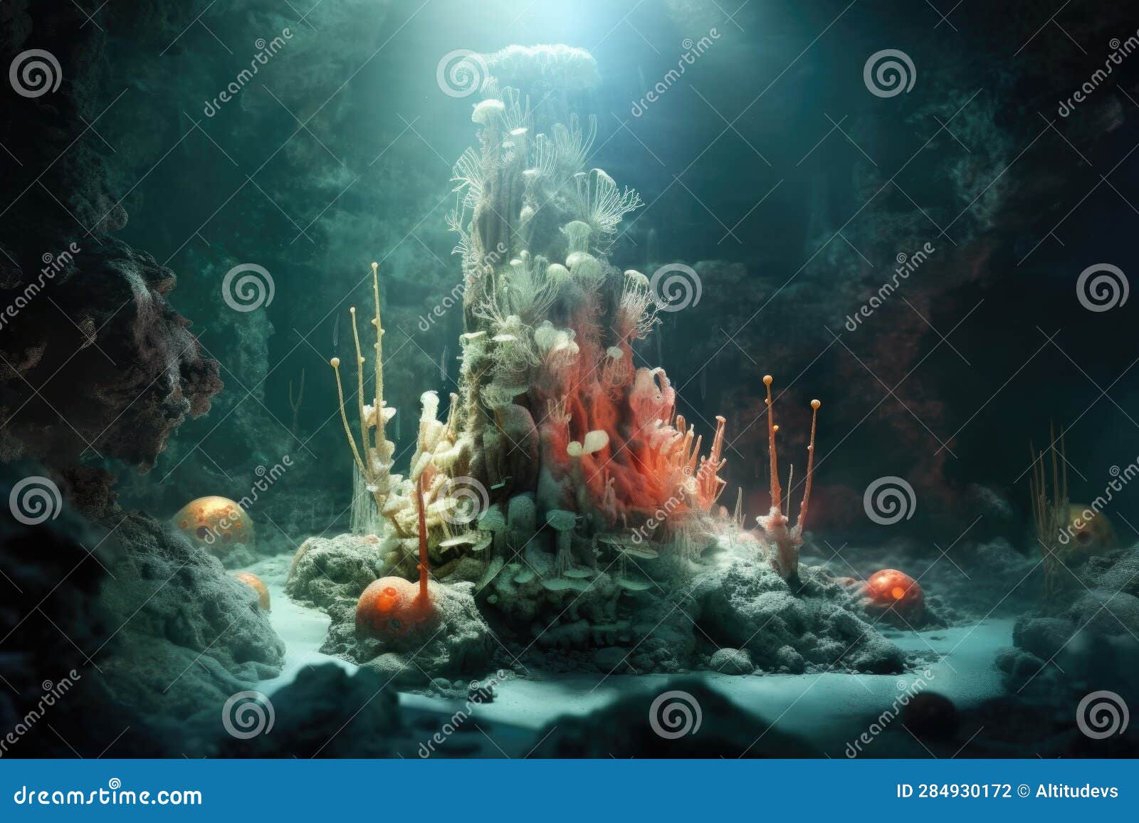Glowing Hydrothermal Vent Surrounded by Deep-sea Creatures Stock ...