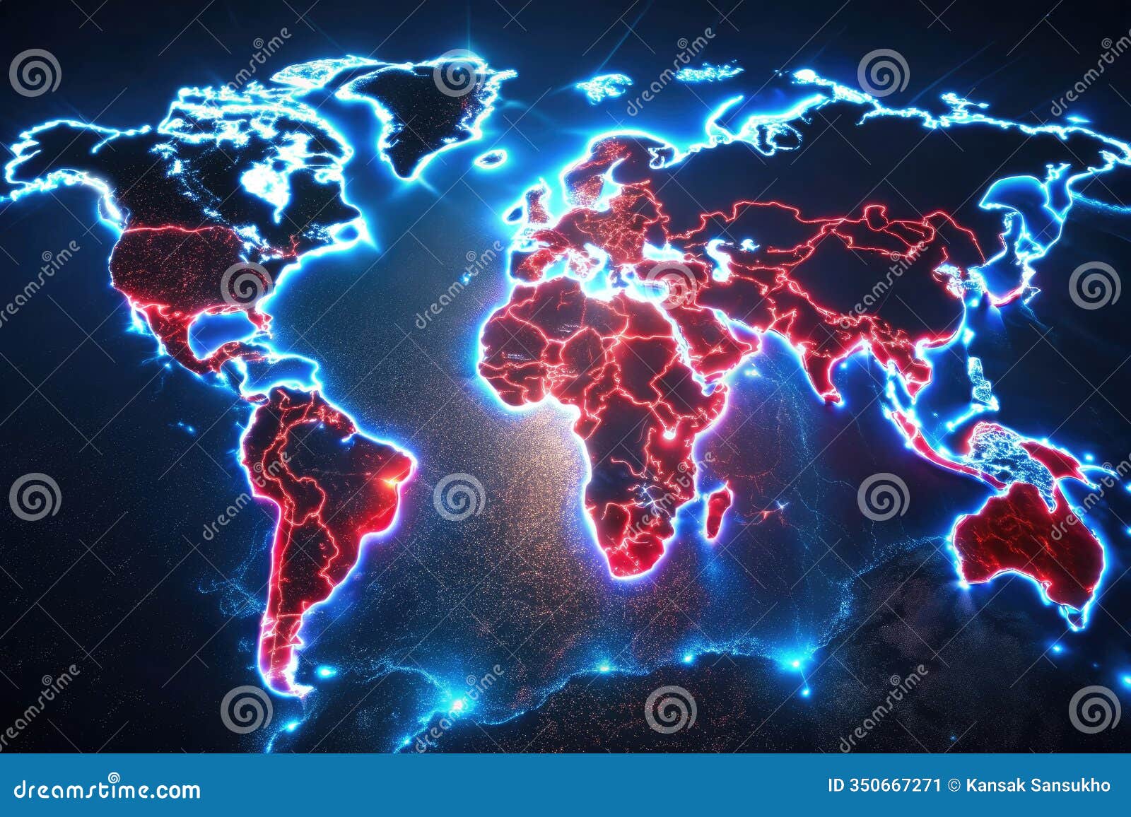 A Glowing Hyperrealistic World Map a Cinematic Exploration of Global ...