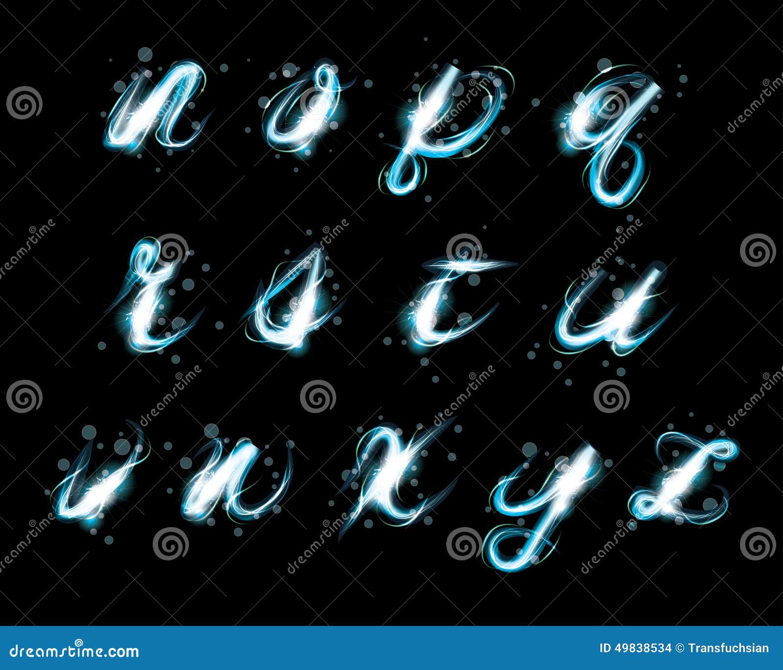 Glowing Ice Blue Light Effect Glitter Text Lowercase N-z Stock ...