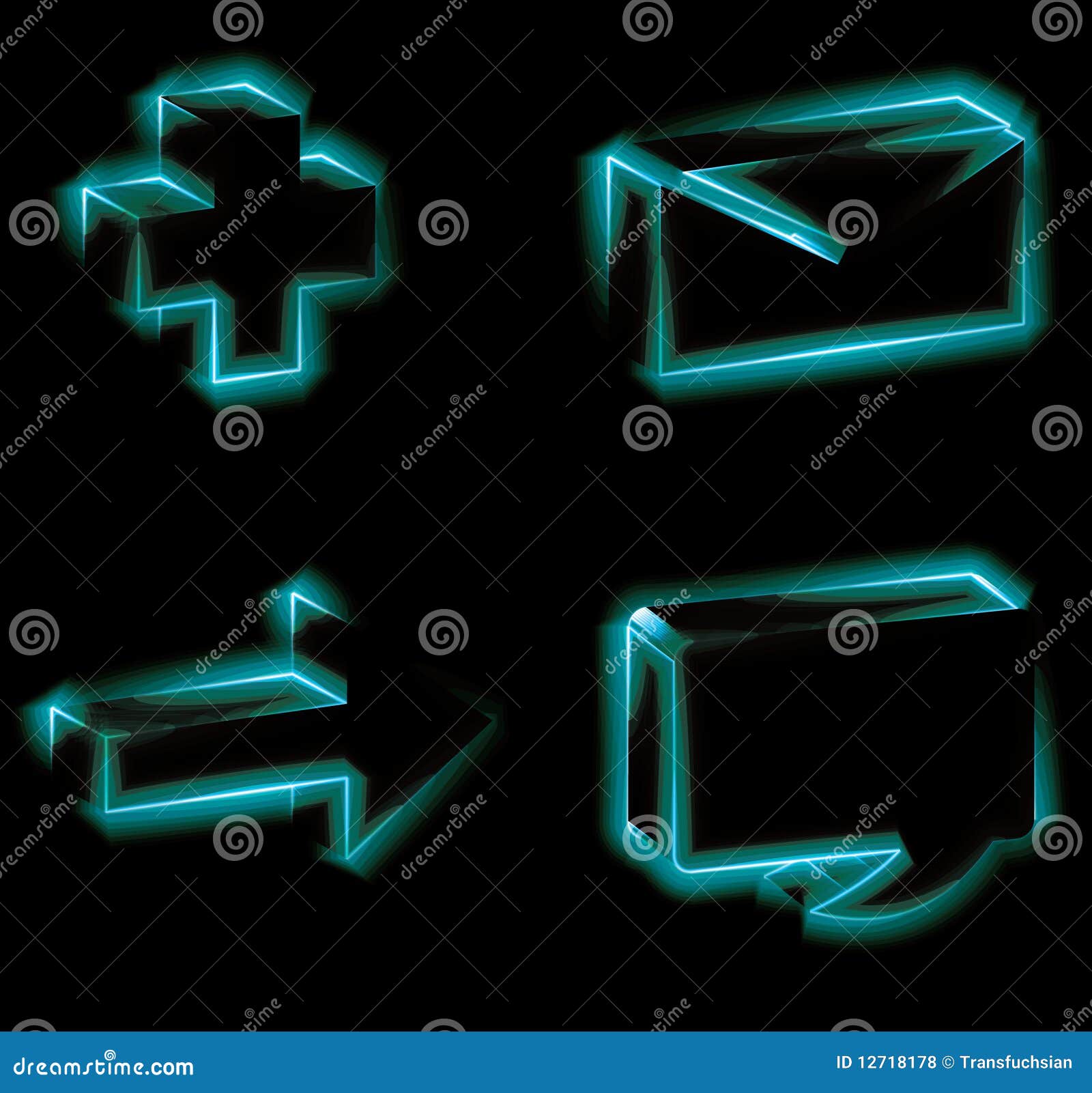 Glowing icon set stock vector. Illustration of shine - 12718178