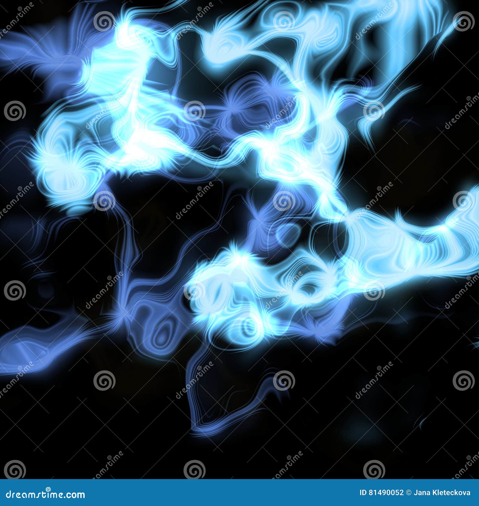 Glowing Icy Blue Plasma in Black Abstract Image Stock Illustration ...