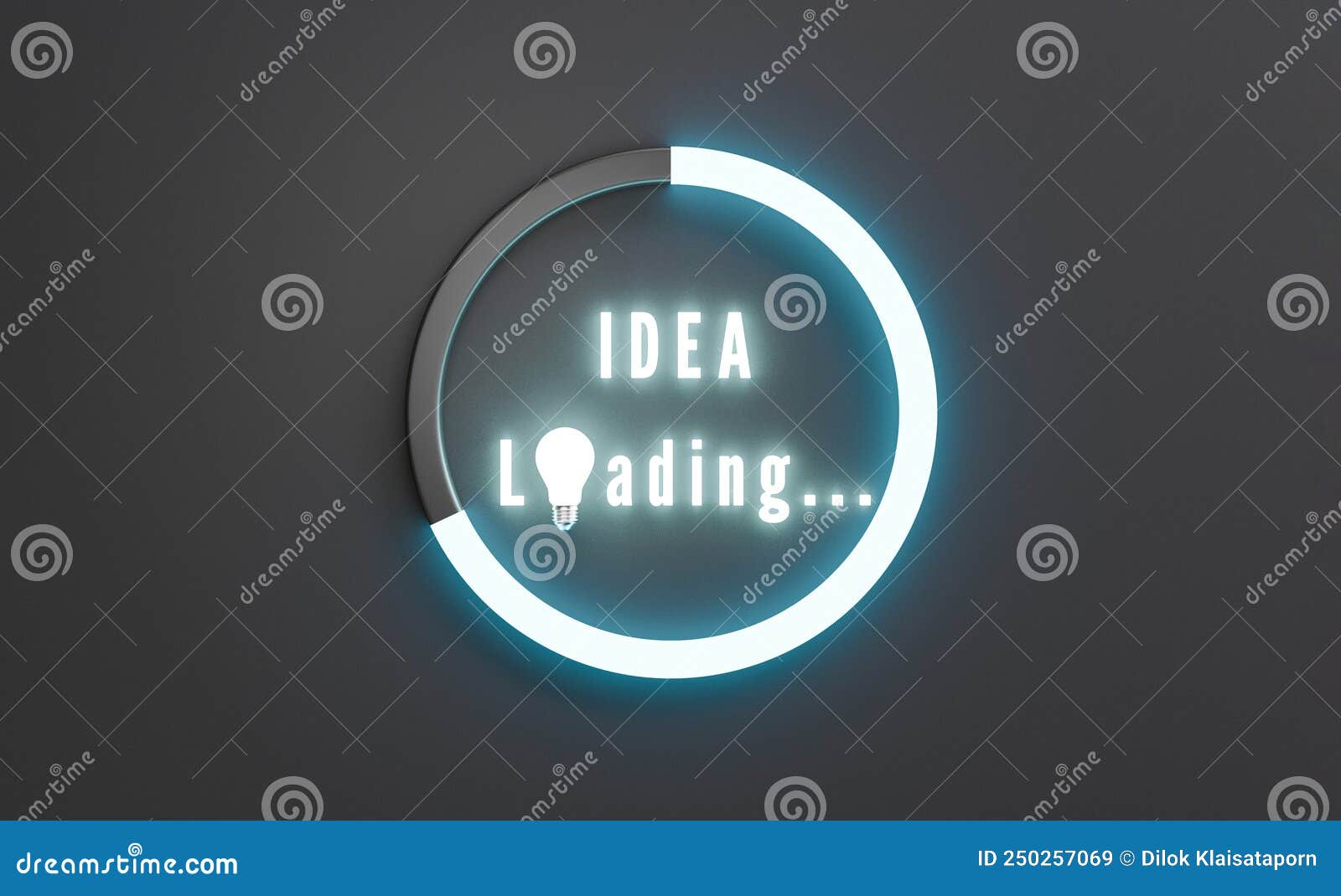 Glowing Idea Loading Wording With Progressive Icon And Lightbulb For ...