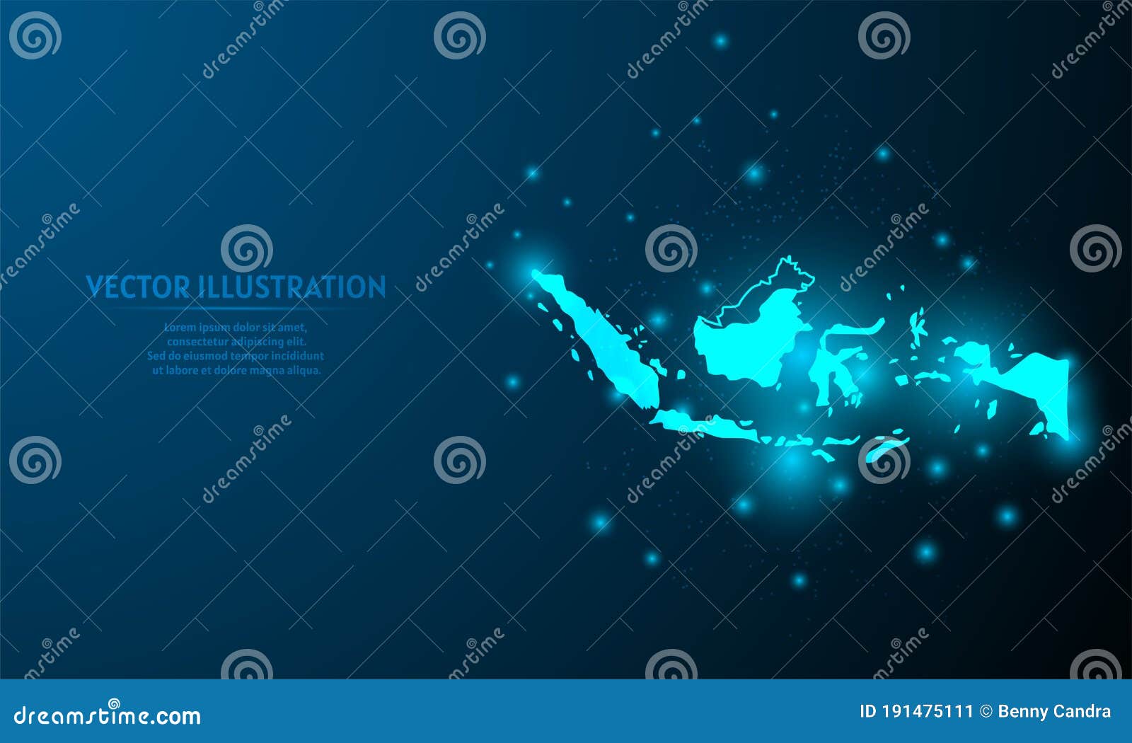 Glowing Indonesia Map on Blue Abstract Background Stock Vector ...