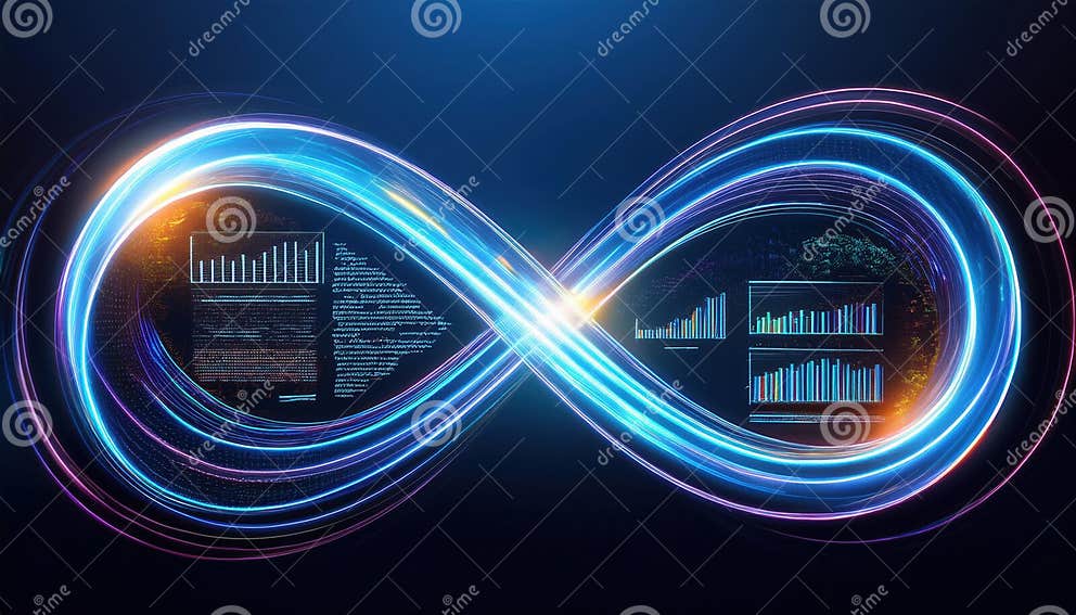 Glowing Infinity Loop with Data Visualizations, Symbolizing Endless ...