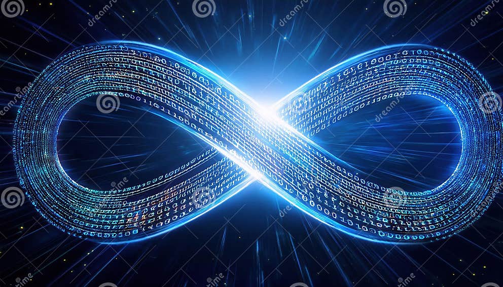 Glowing Infinity Loop Made of Binary Code Symbolizes Endless ...