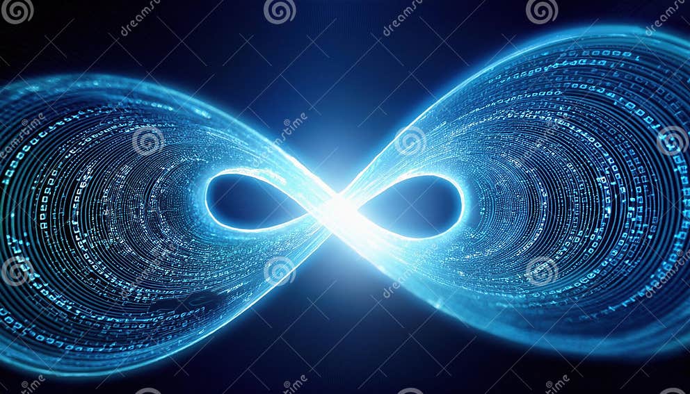 Glowing Infinity Loop Made of Binary Code, Symbolizing Endless ...