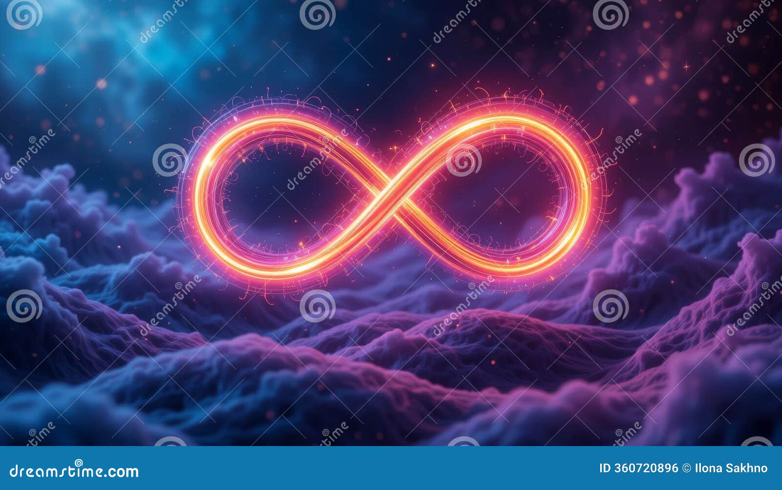 Glowing Infinity Symbol Made of Fire and Energy Stock Illustration ...