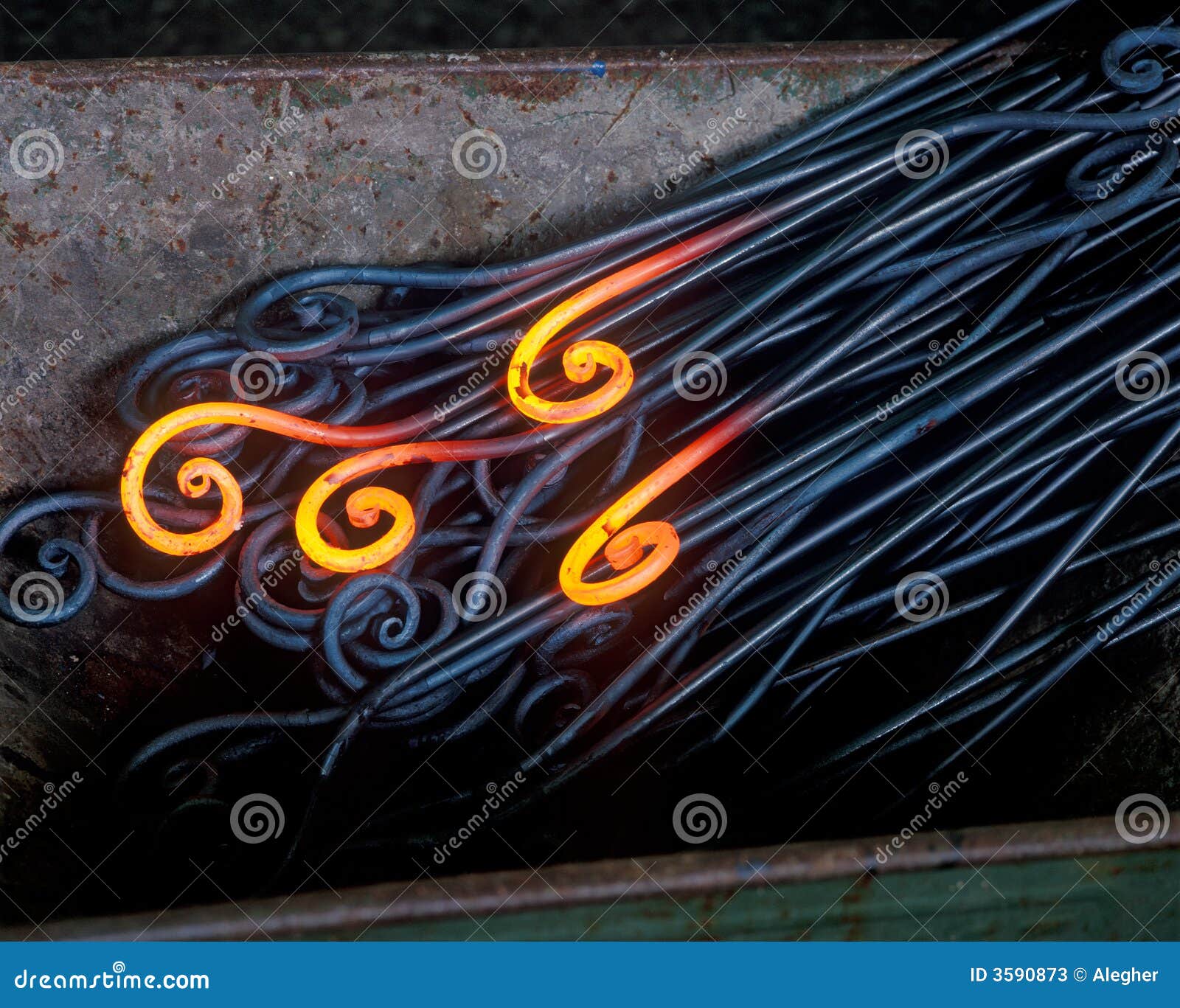 Glowing iron stock image. Image of curls, craft, incandescent - 3590873