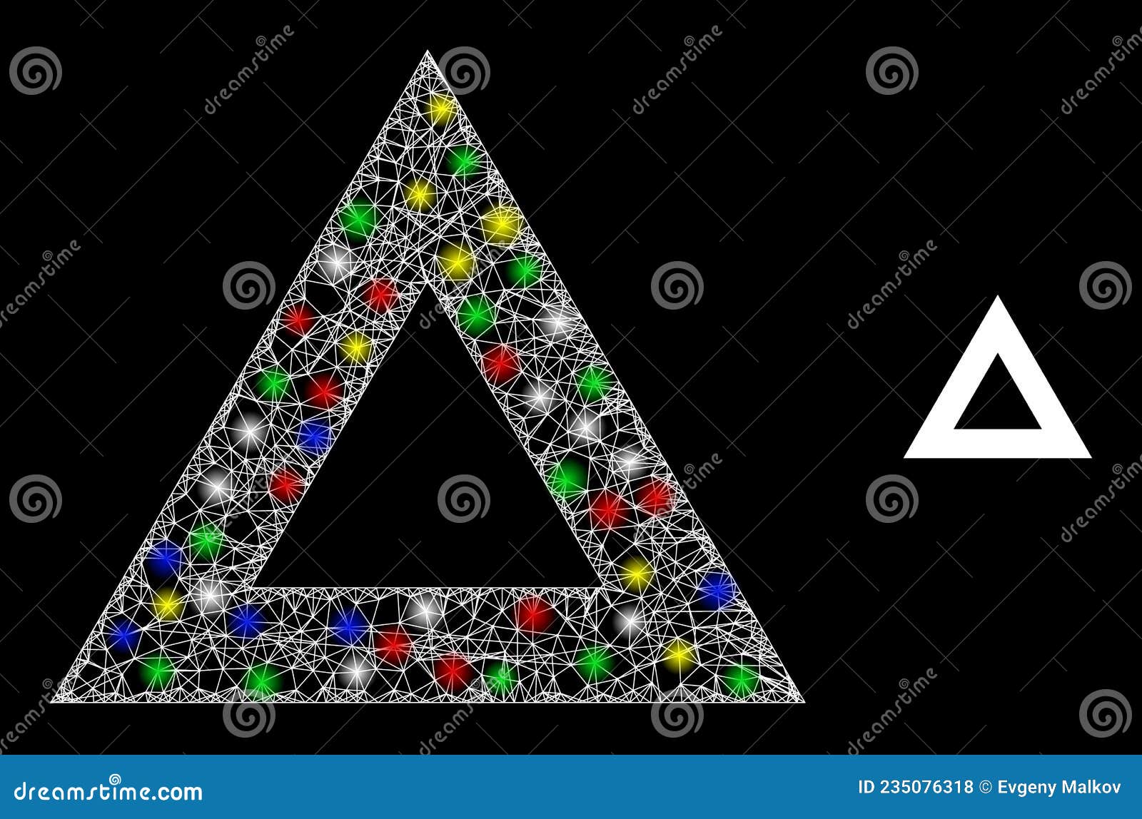 Glowing Irregular Network Empty Triangle Icon Stock Vector ...