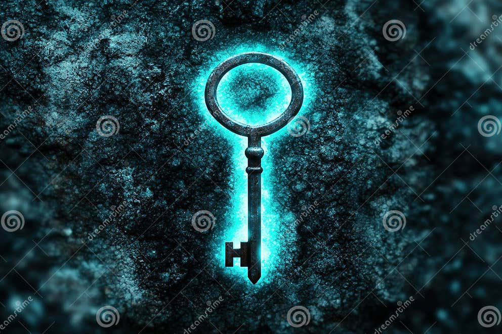 Glowing key in the dark stock illustration. Illustration of glowing ...