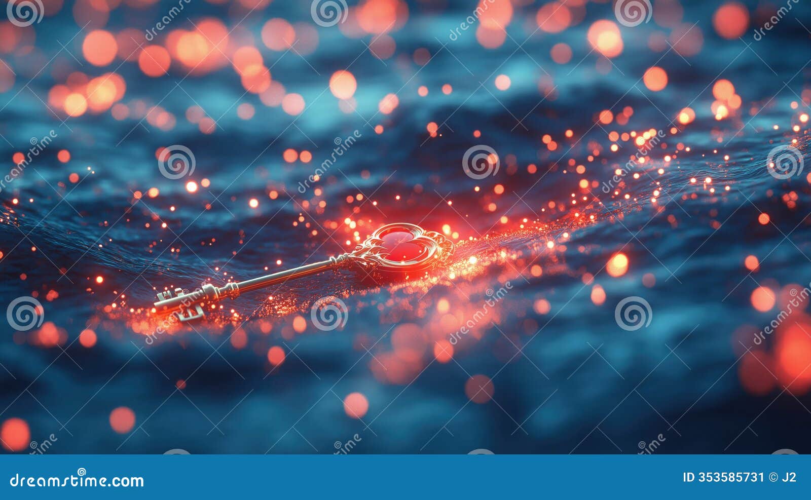 Glowing Key on Sparkling Water Surface Stock Image - Image of fantasy ...