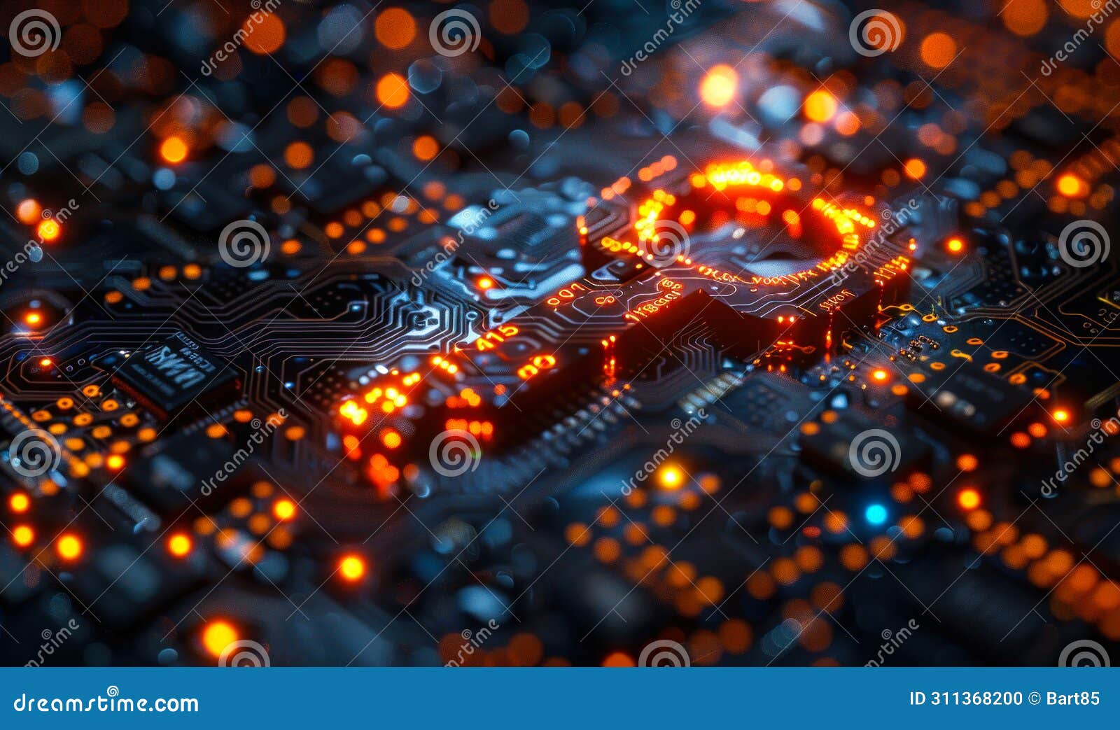Glowing Key Symbol on a Circuit Board Pattern Illustrating Data Encryption Cybersecurity and ...