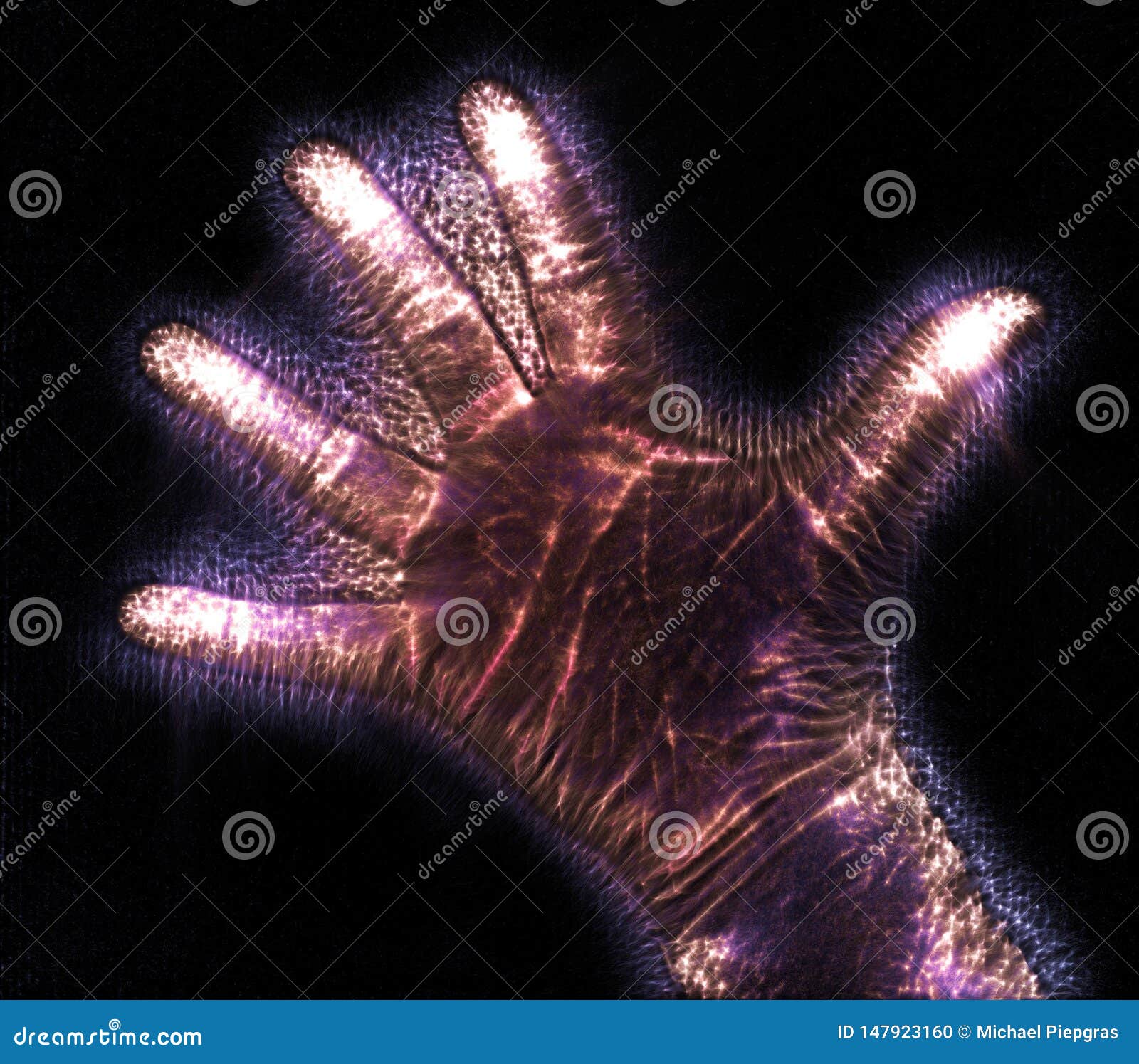 Kirlian Coronal Aura Photography Of A Male Human Hand Showing A ... Kirlian Coronal Aura Photography Of A Male Human Hand Showing A ...
