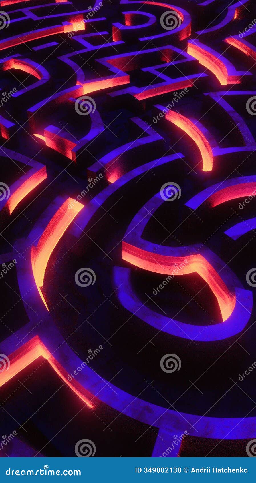 A Glowing Labyrinth in a Digital Dimension Pulsating with Neon Lights ...