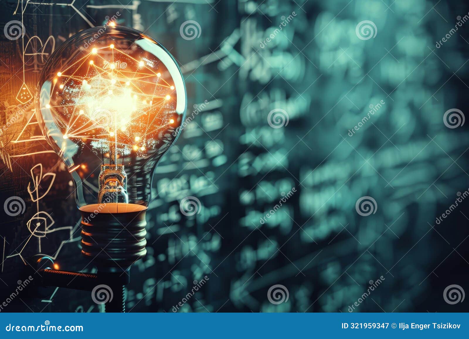 Glowing Lamp Amidst Physical and Mathematical Formulas Symbolizes ...