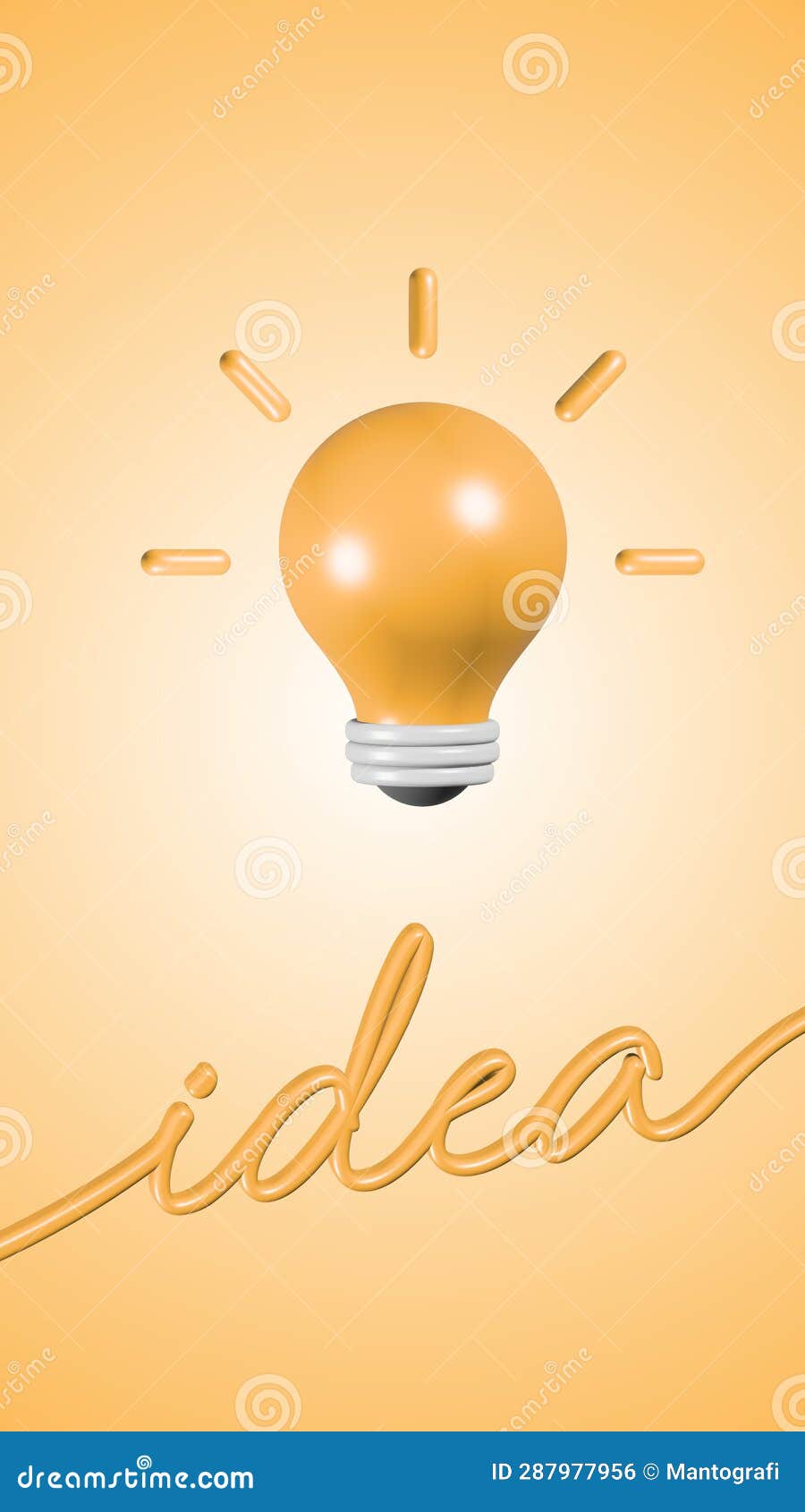 Glowing Lamp Icon, in 3D. Accompanied by Idea Writing Stock ...