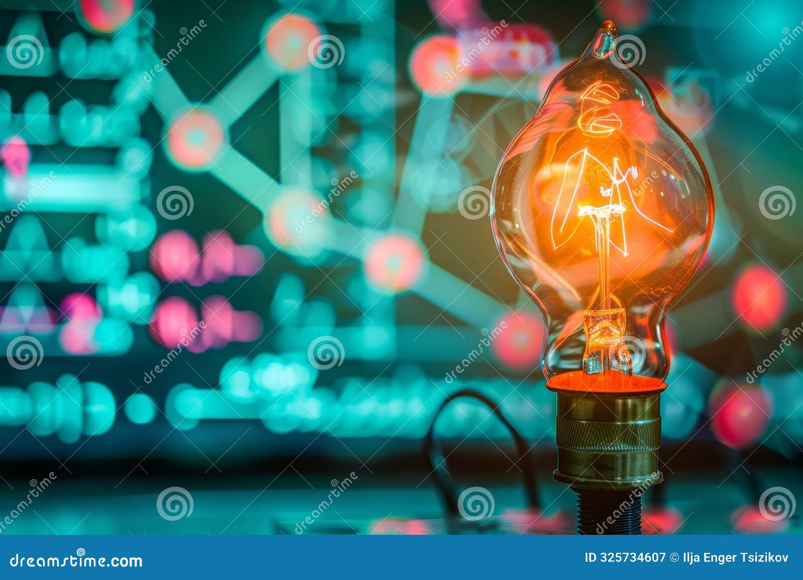 Glowing Lamp Symbolizing Scientific Thought among Math Formulas for ...