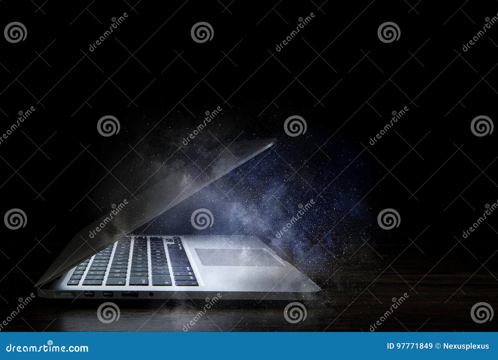Glowing Laptop Device. Mixed Media Stock Image - Image of rays, open ...