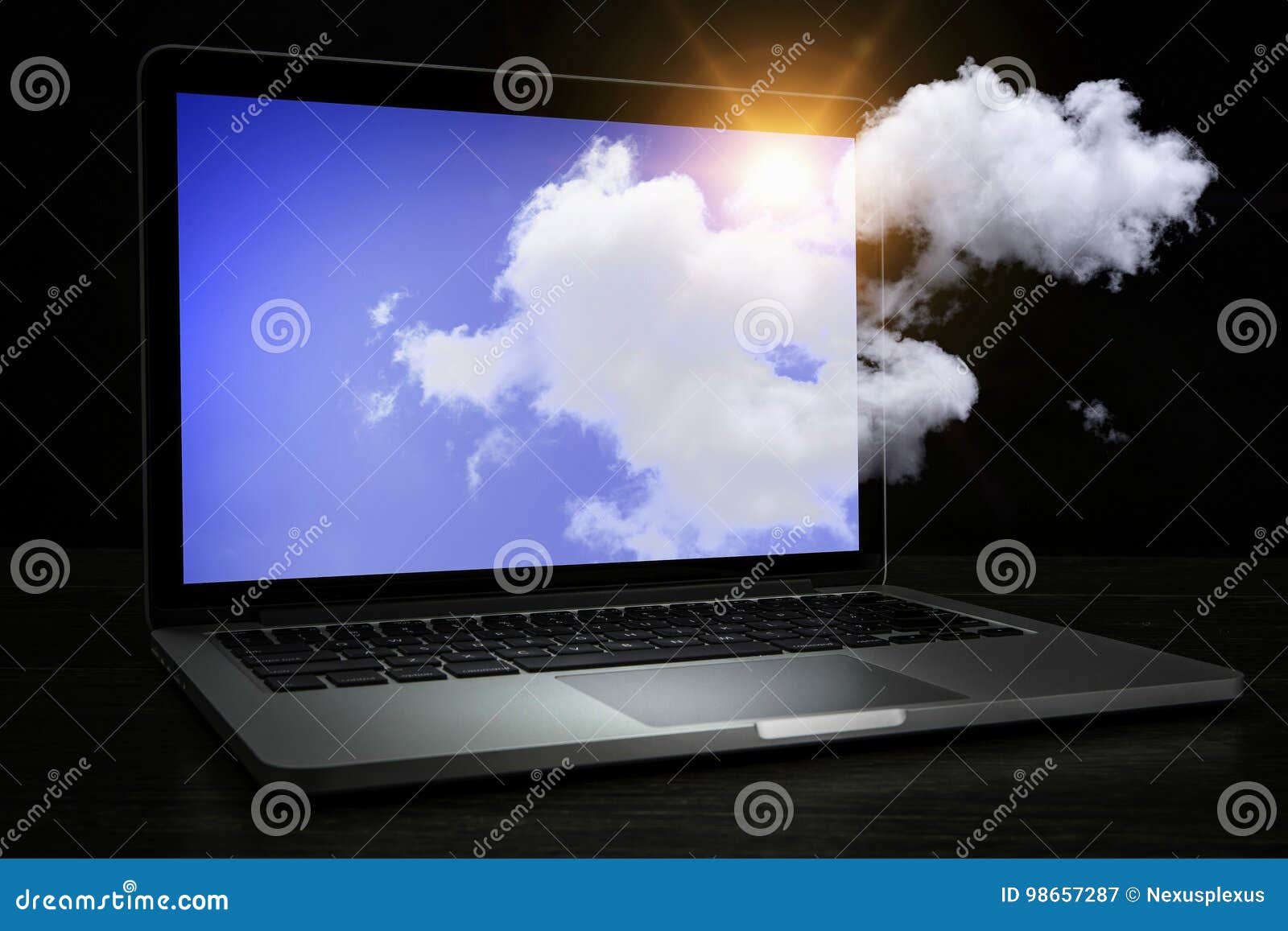 Glowing Laptop Device. Mixed Media Stock Image - Image of light, dark ...