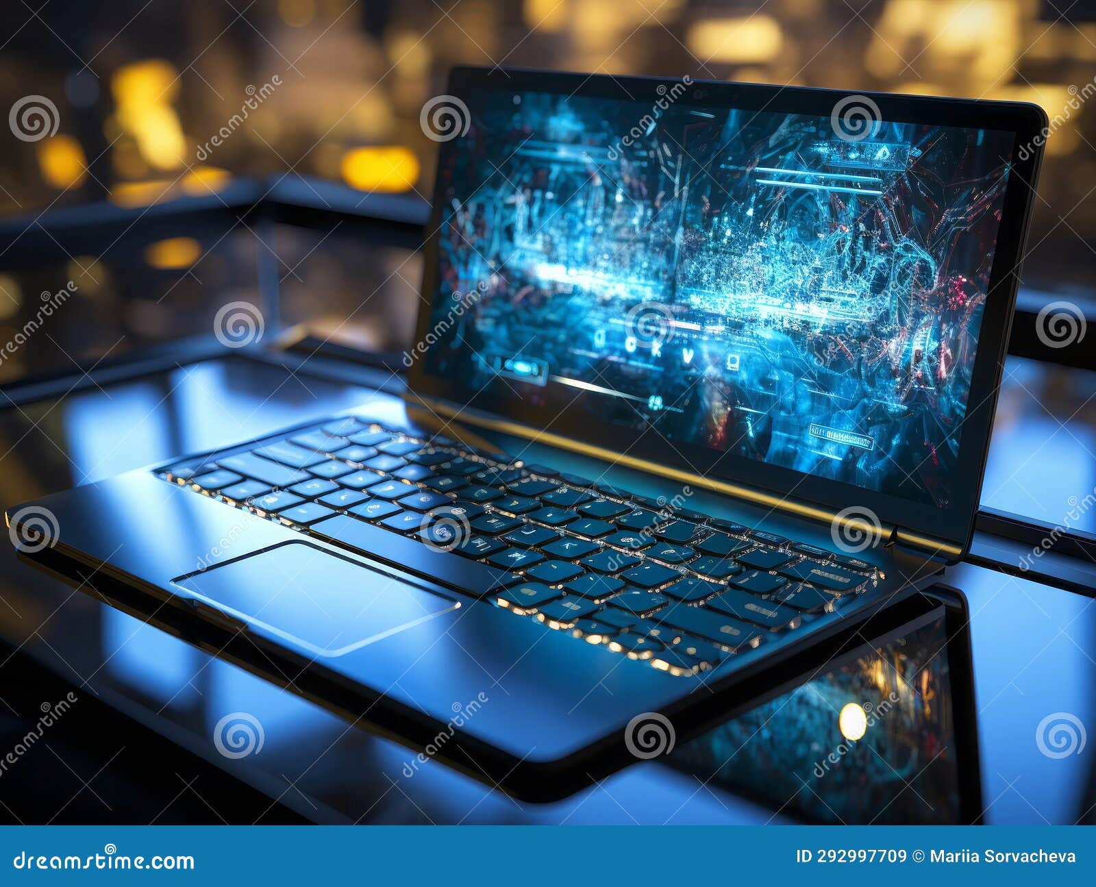 Glowing Laptop Monitor, Digital Technology, Artificial Intelligence. AI ...