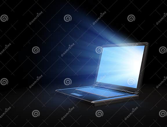 Glowing laptop screen stock illustration. Illustration of modern - 22981129