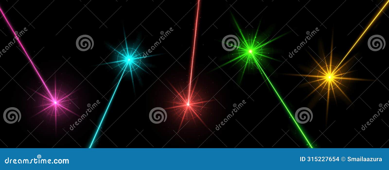Glowing Lasers, Multicolored Laser Beams Isolated on Black. Stock ...