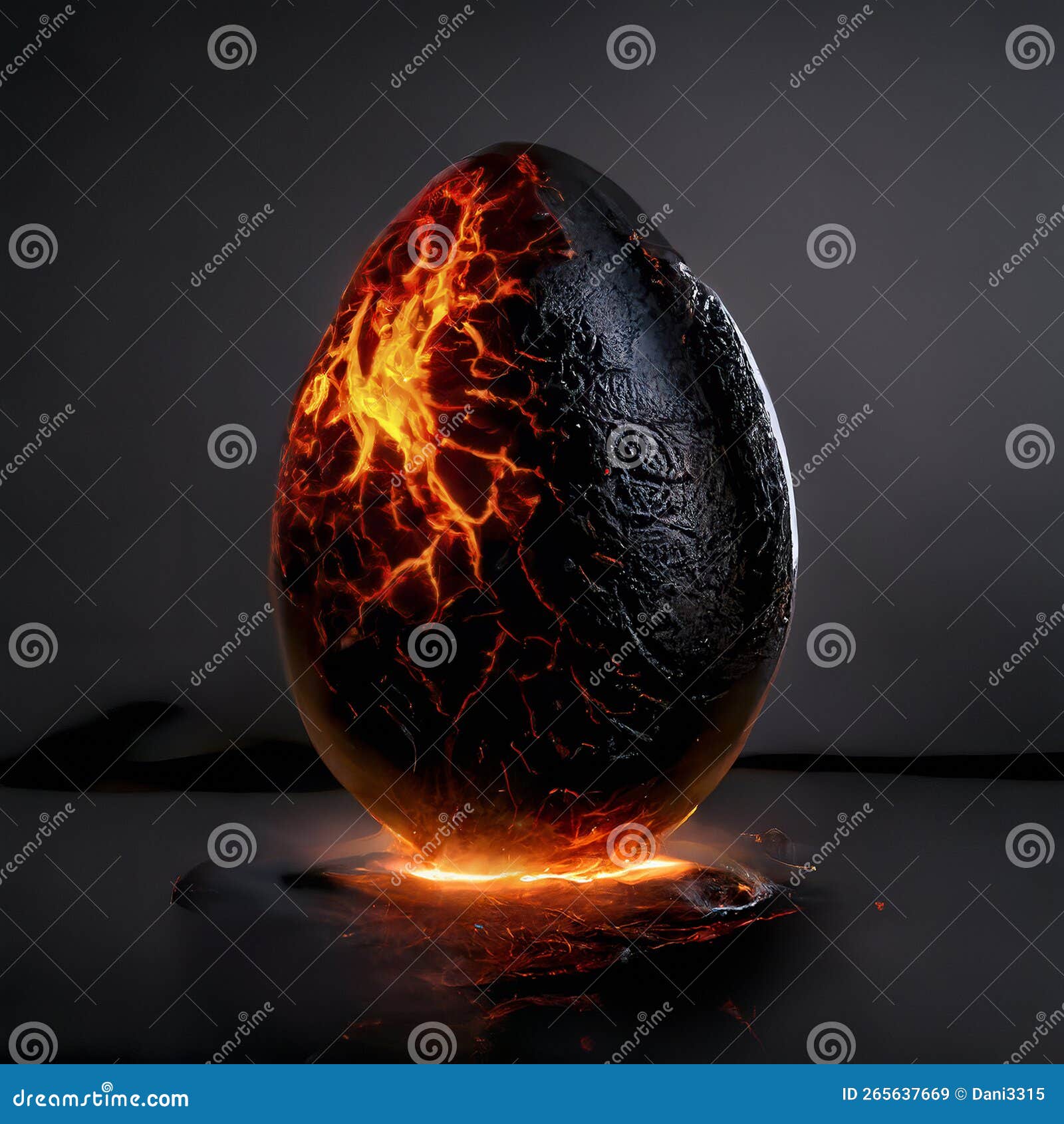 Glowing Lava Egg with Cracked Surface and Molten Lava at Its Base Stock Illustration ...