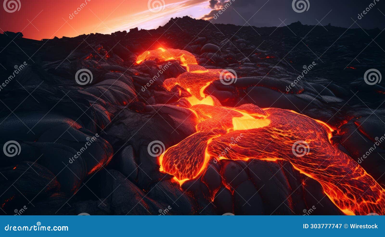 AI Illustration of Rocky Lava Formations Scattered Across the Terrain ...