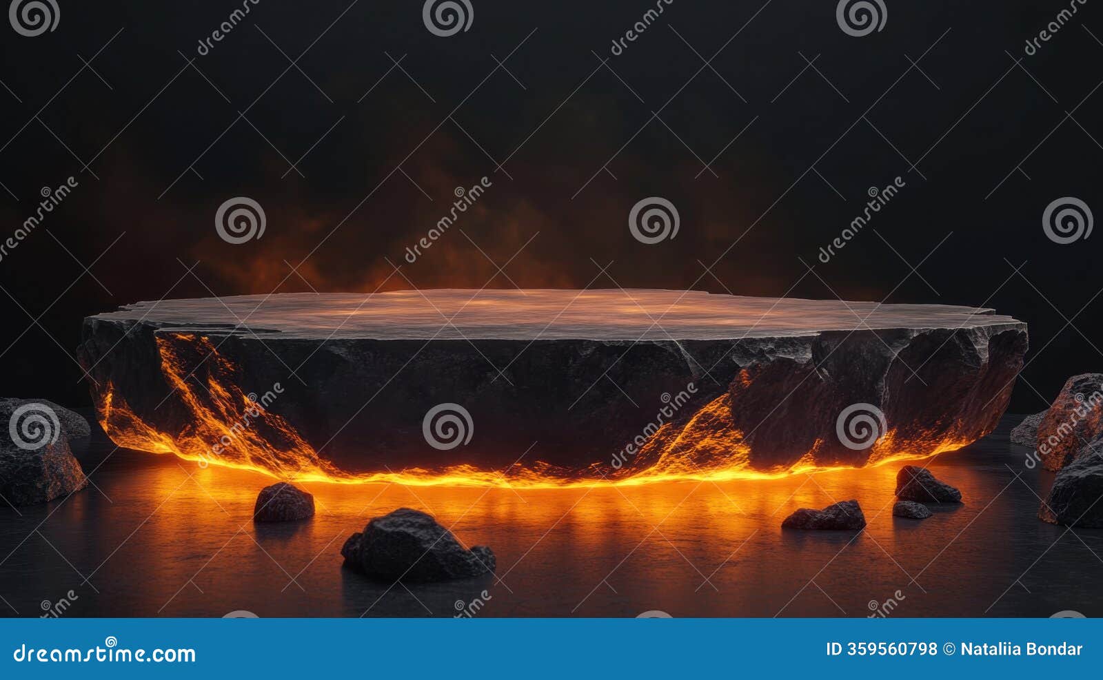 Glowing Lava Rock Platform Transformed into Dramatic Natural Landscape ...