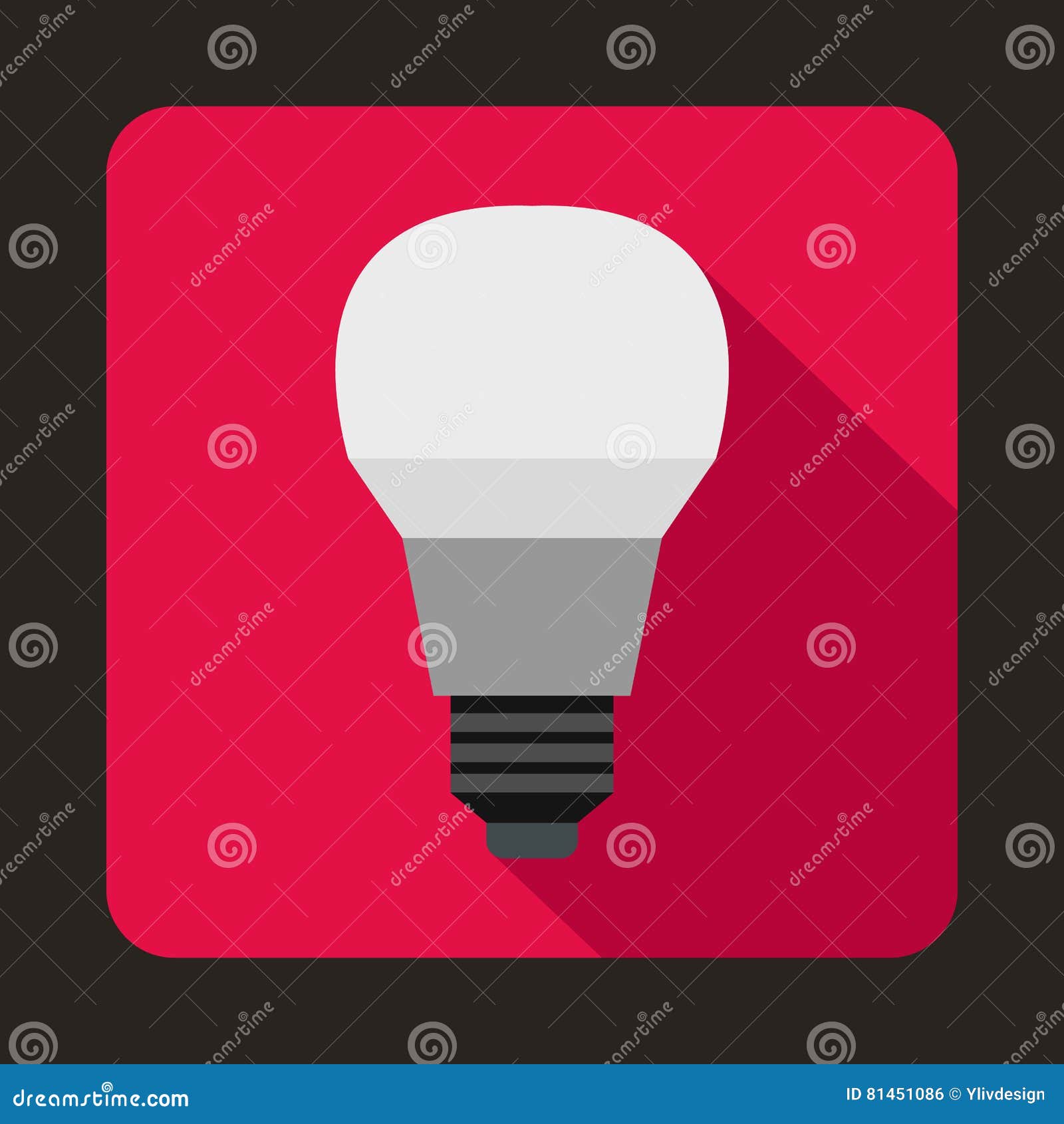Glowing LED Bulb Icon, Flat Style Stock Vector - Illustration of ...