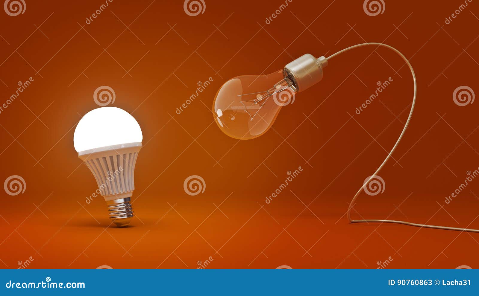 Glowing LED Bulb and Simple Light Bulbs. Stock Illustration ...