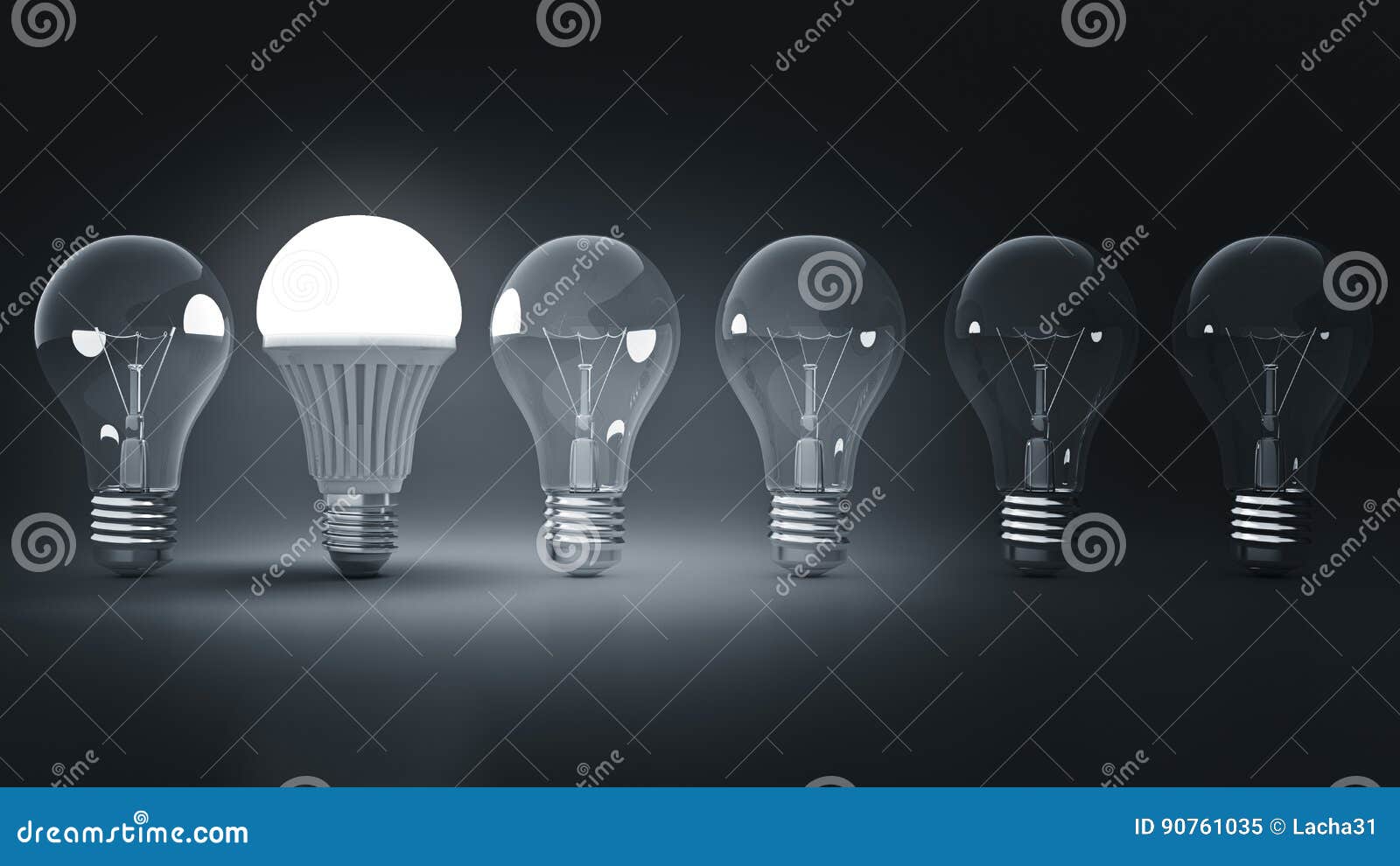 Glowing LED Bulb and Simple Light Bulbs. Stock Illustration ...