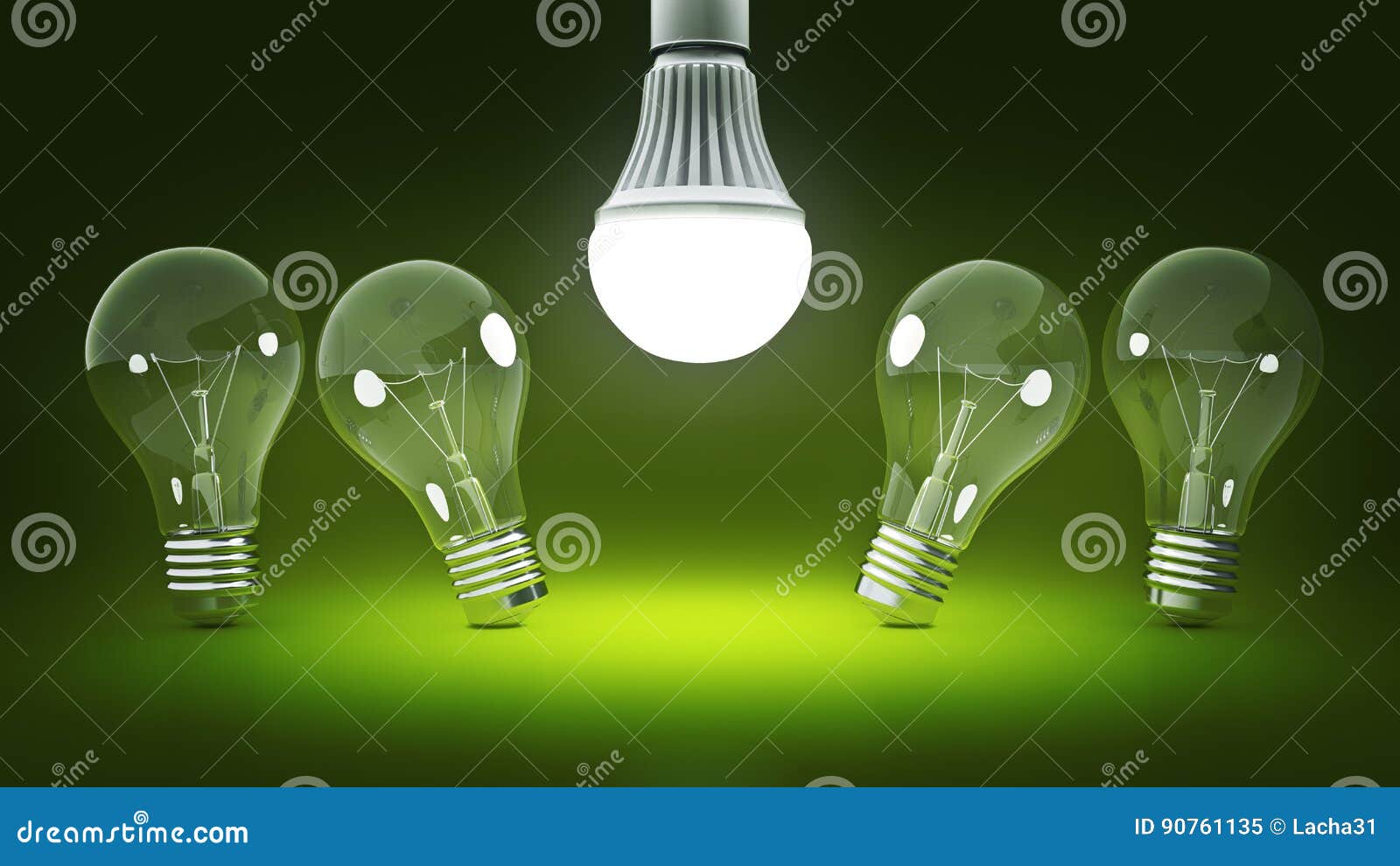 Glowing LED Bulb and Simple Light Bulbs. Stock Illustration ...