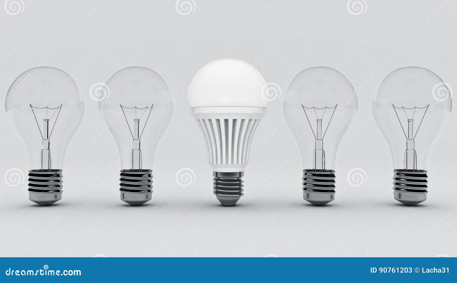Glowing LED Bulb and Simple Light Bulbs. Stock Illustration ...