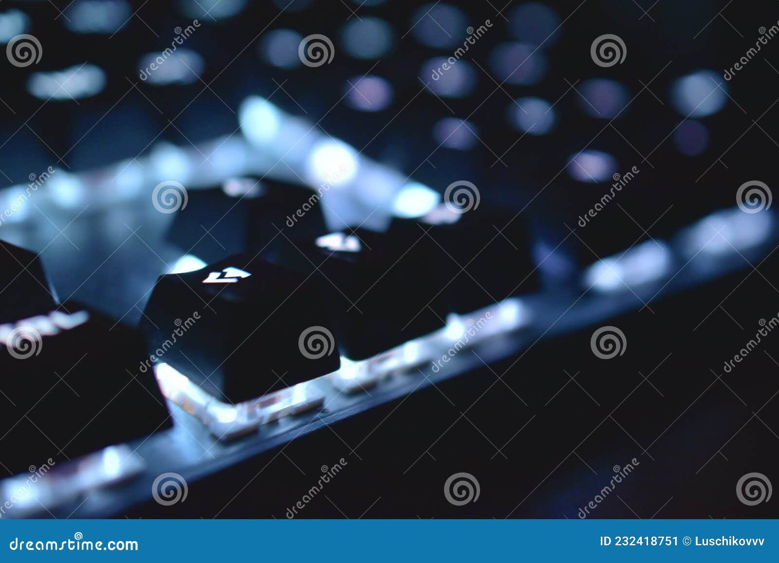 Glowing LED Computer Keyboard in the Dark Stock Image - Image of ...