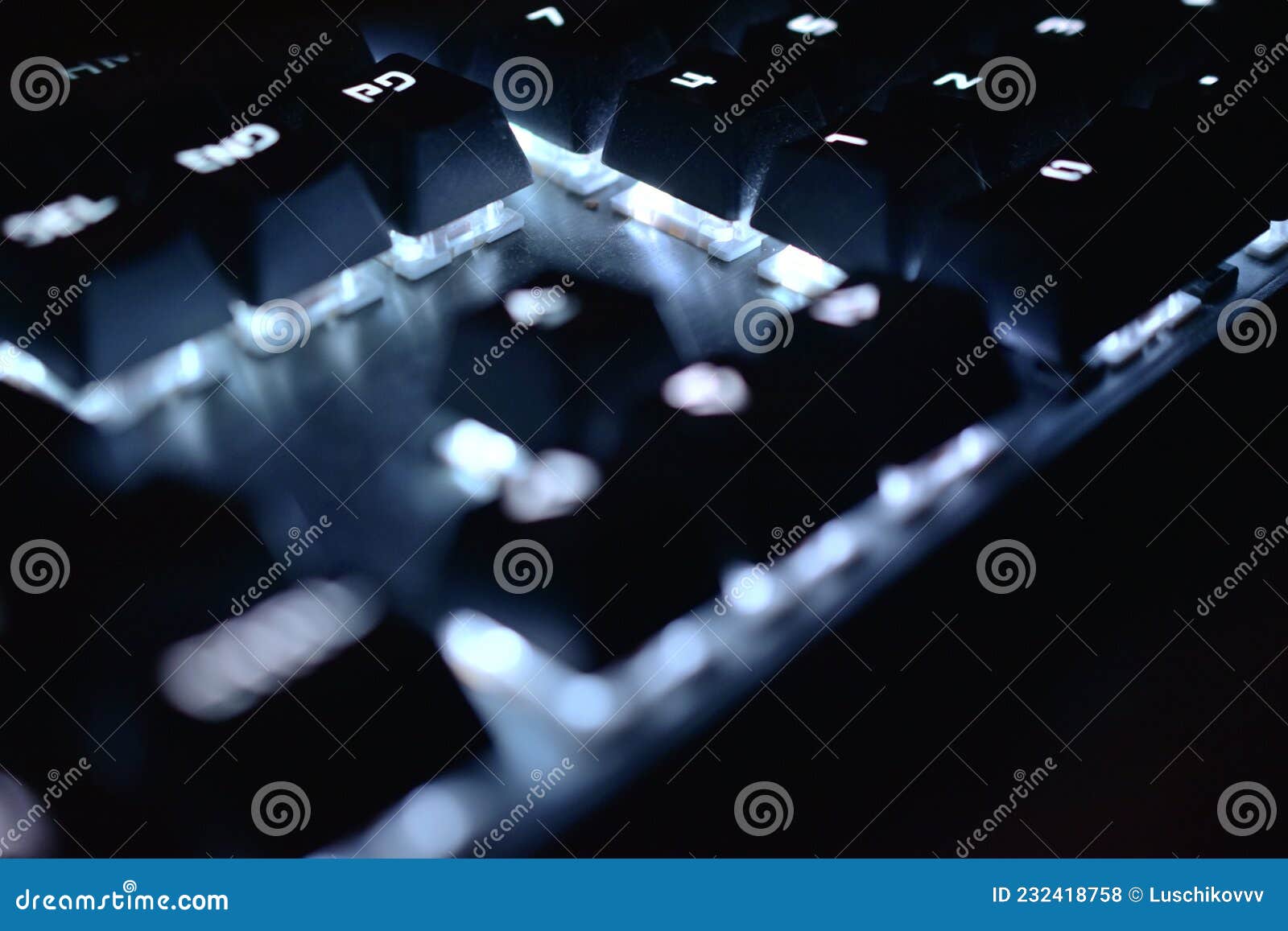 Glowing LED Computer Keyboard in the Dark Stock Photo - Image of button ...