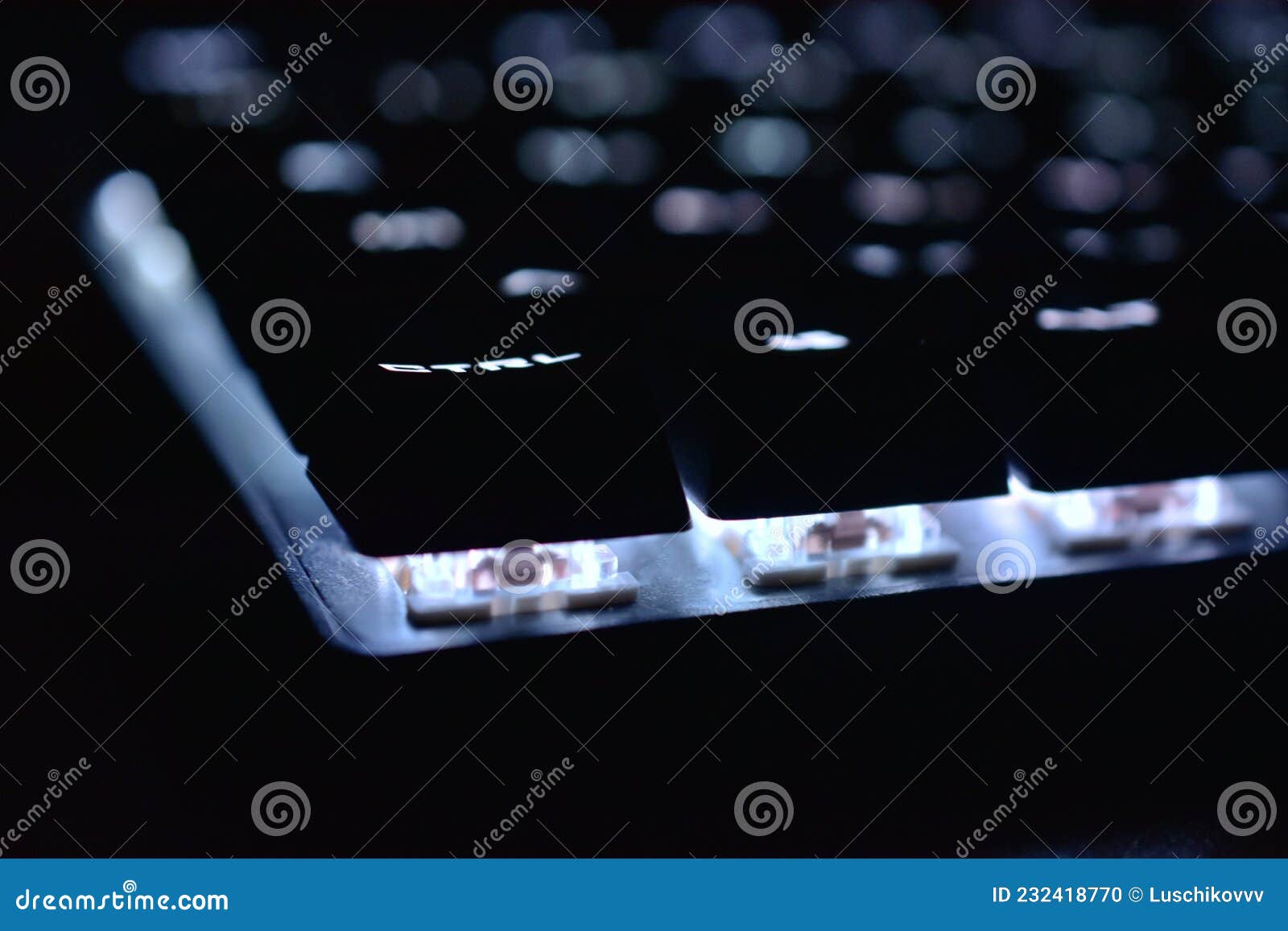 Glowing LED Computer Keyboard in the Dark Stock Photo - Image of ...