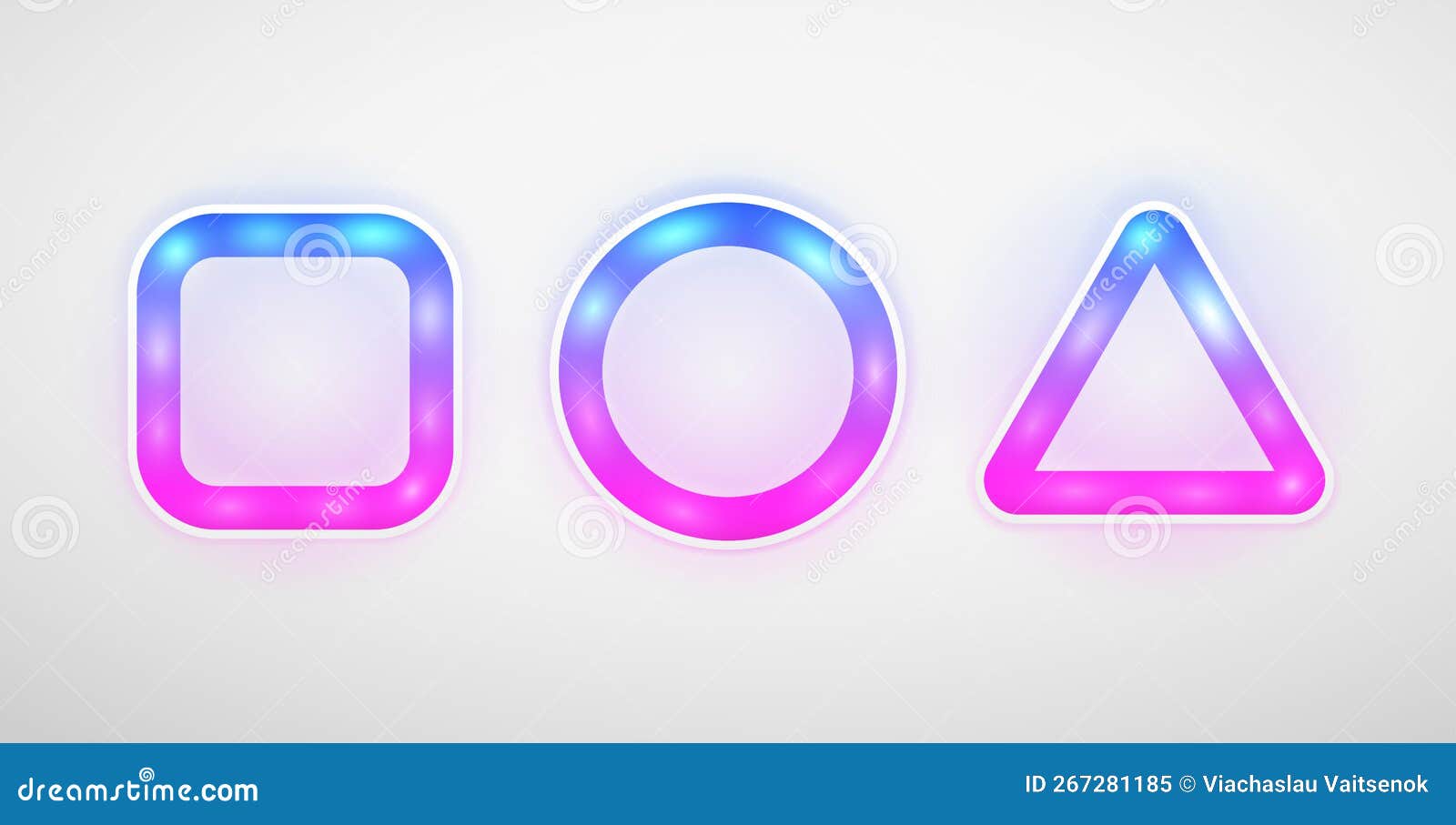 Glowing LED Lamp Neon Frames Set Stock Illustration - Illustration of ...